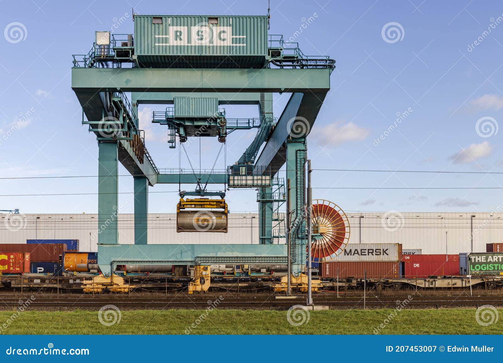 Rotterdam, Netherlands - 2021-01-13: Crane Loading Containers on a ...