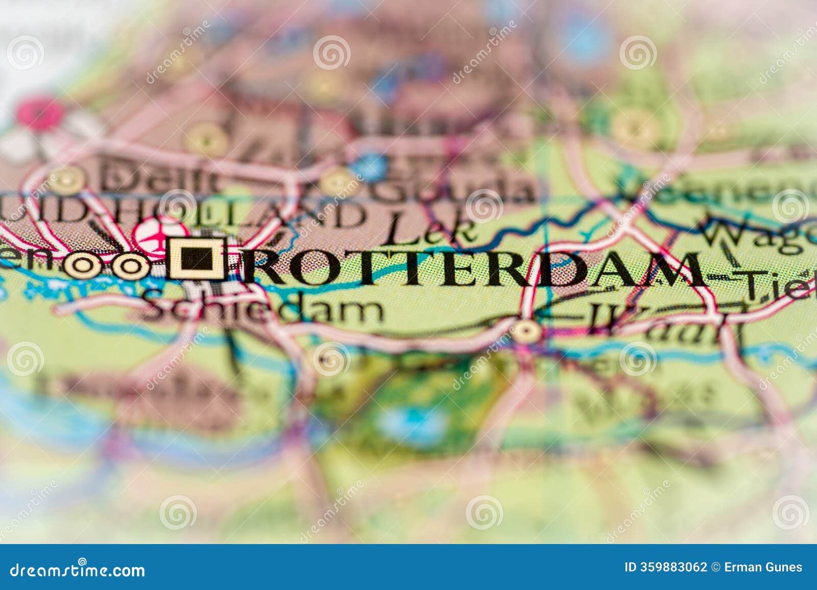 Rotterdam, Netherlands Highlighted on a World Map Stock Photo - Image ...