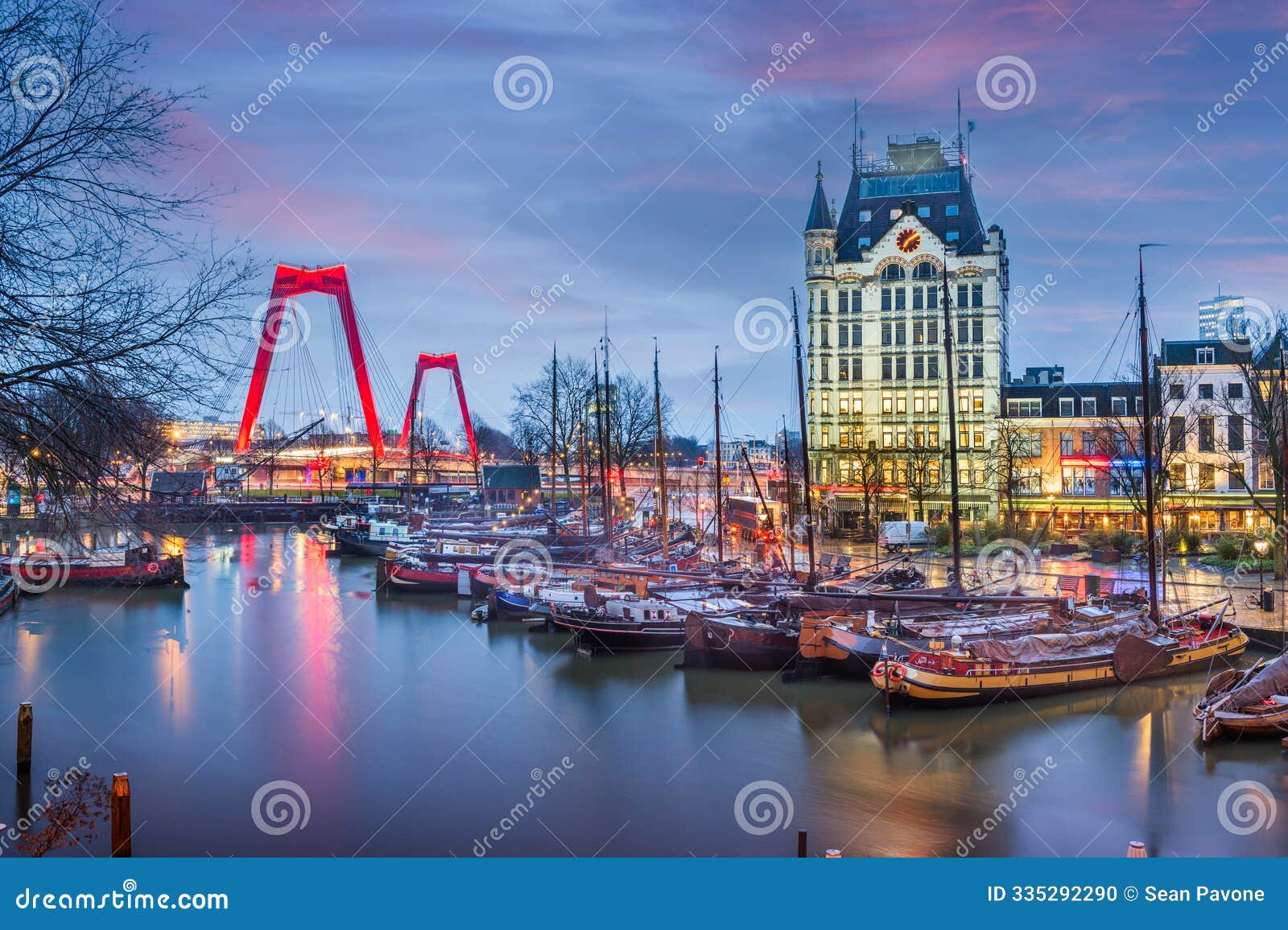 Rotterdam, Netherlands from Oude Haven Old Port at Twilight Stock Photo ...