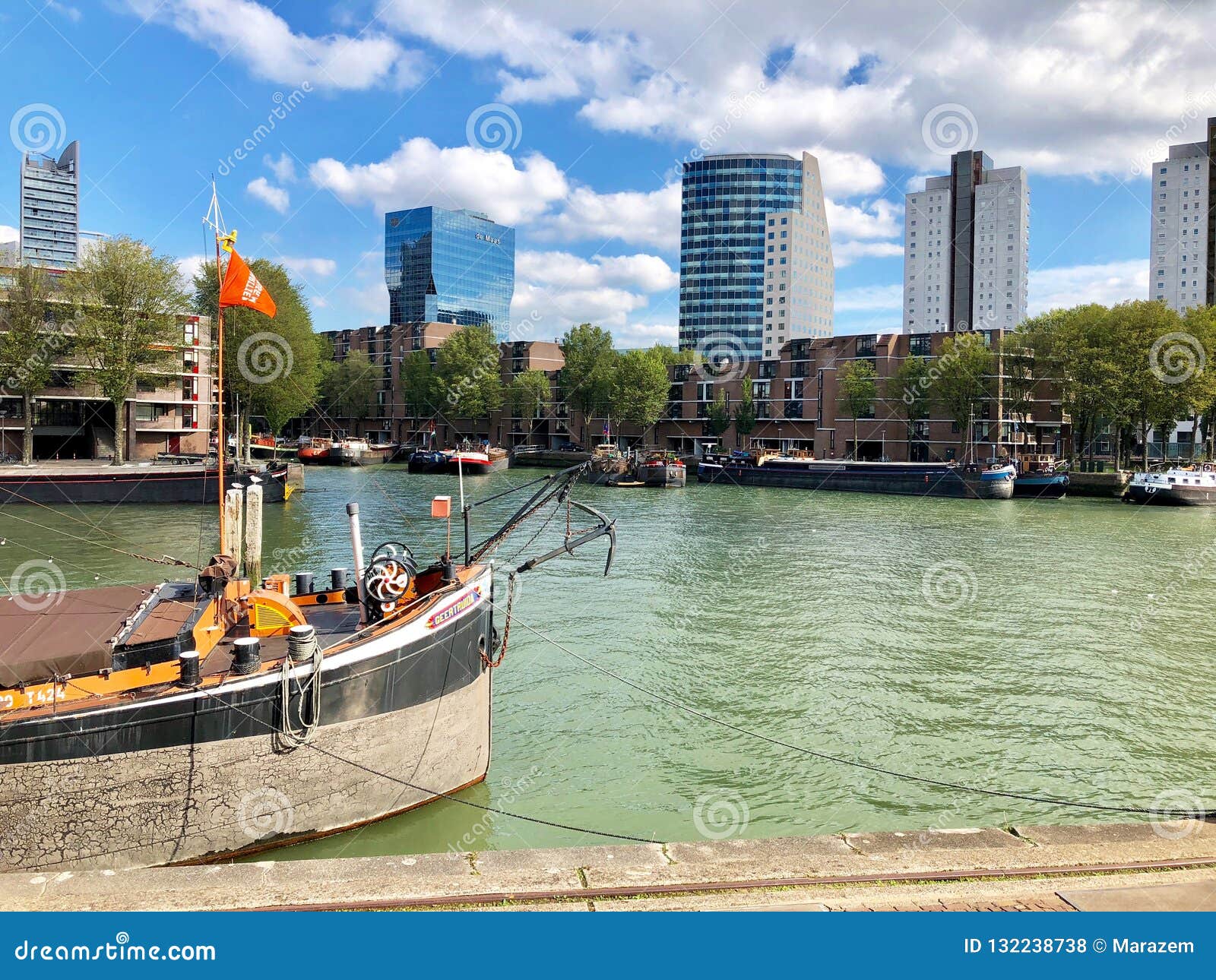 Panoramic View of Rotterdam Editorial Stock Photo - Image of office ...