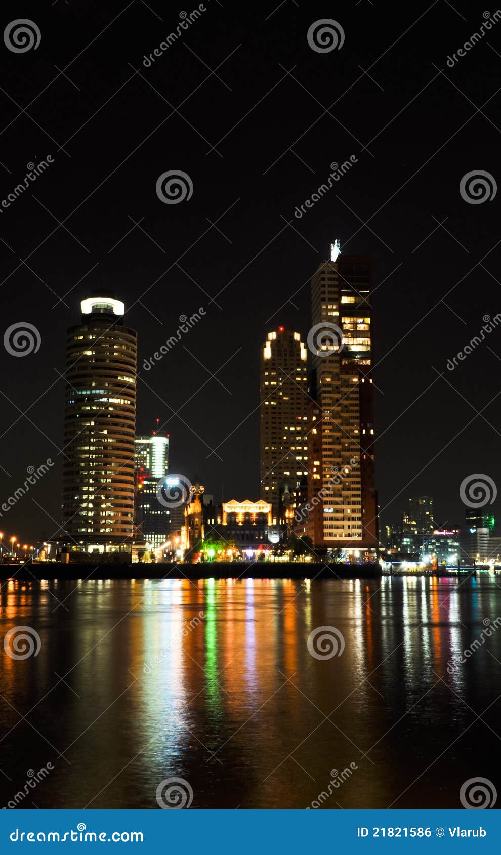 Rotterdam Night View of Downtown Stock Photo - Image of energy ...