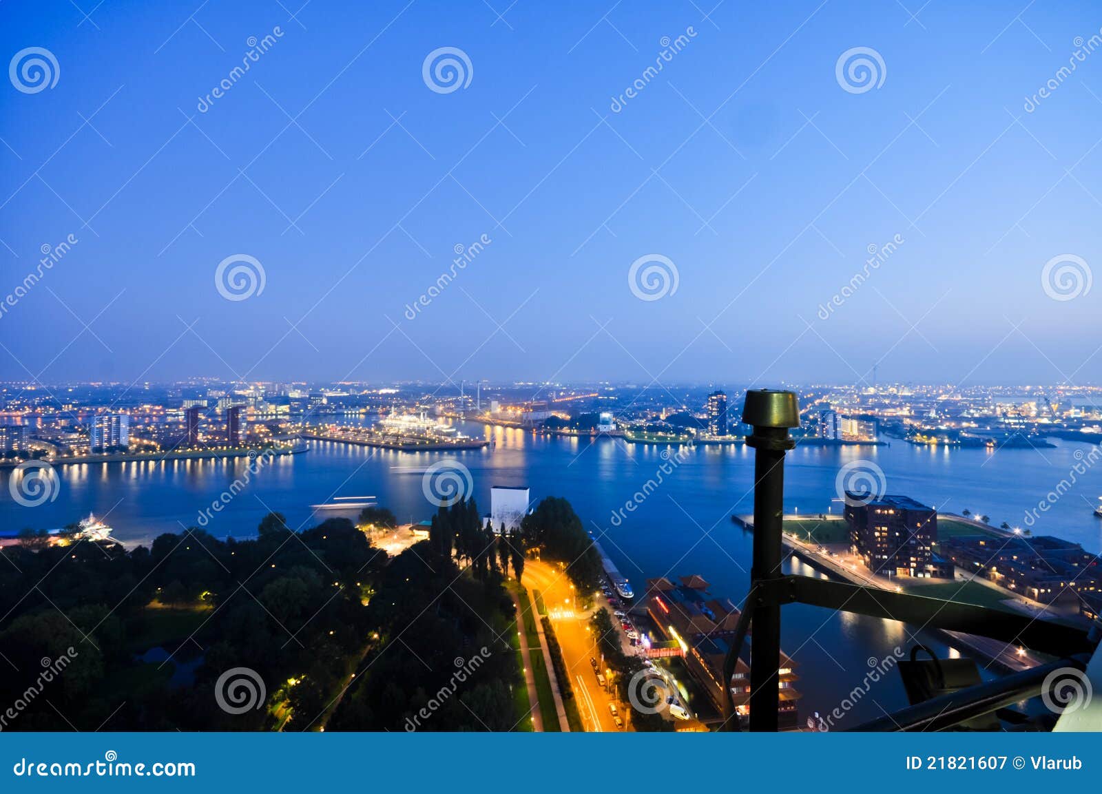 Rotterdam Night View To City Skyline Stock Image - Image of blue ...