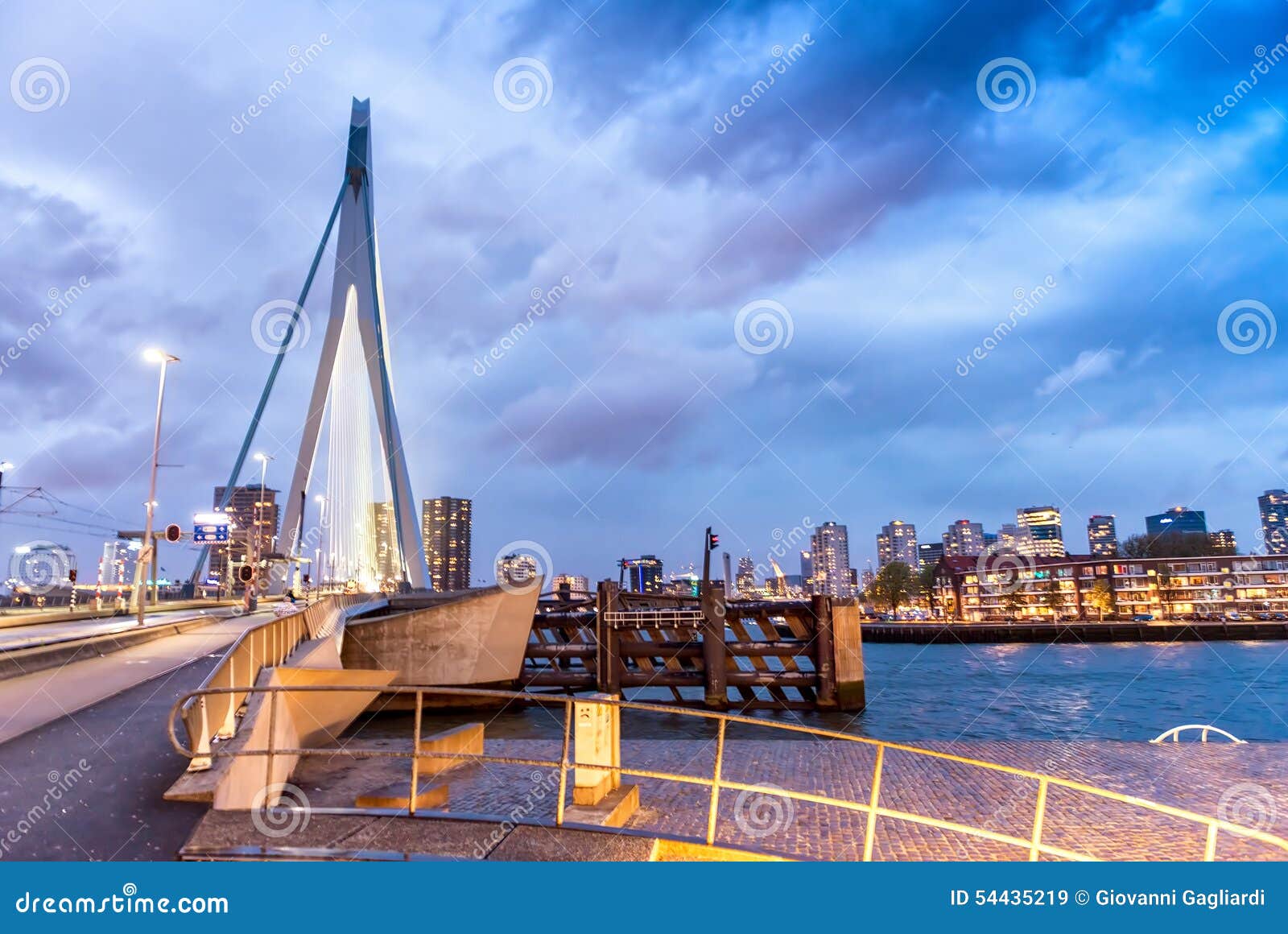 Rotterdam Skyline. Beautiful View after Sunset Editorial Stock Image ...