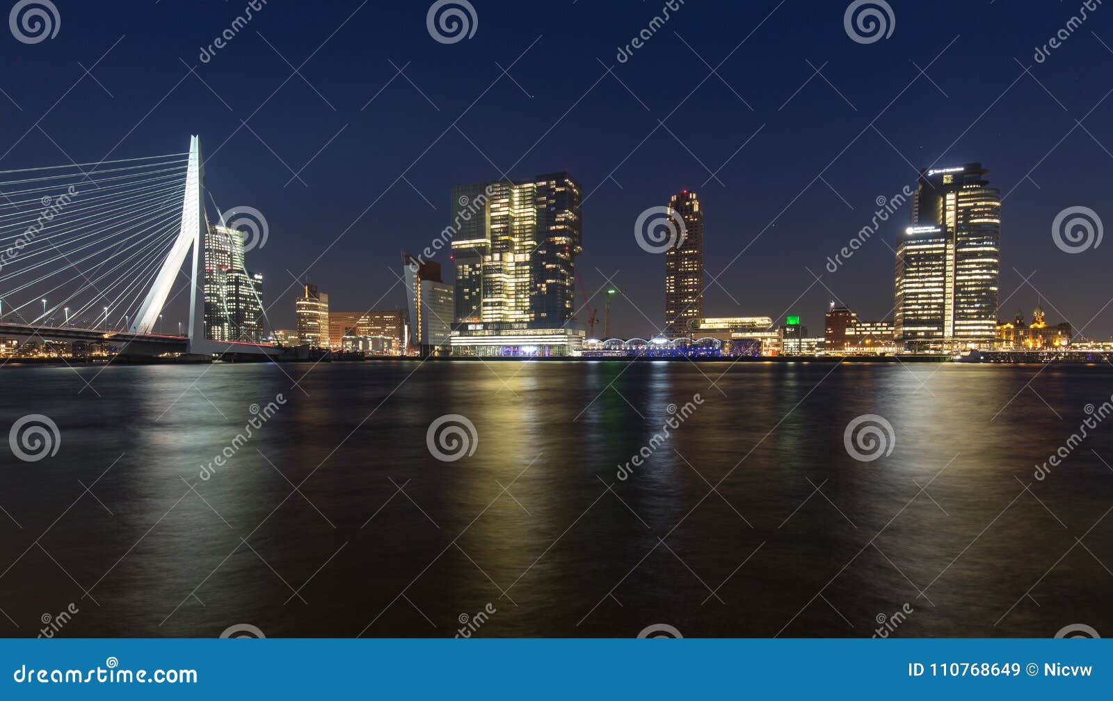Rotterdam Skyline at Night 1. Editorial Stock Image - Image of ...