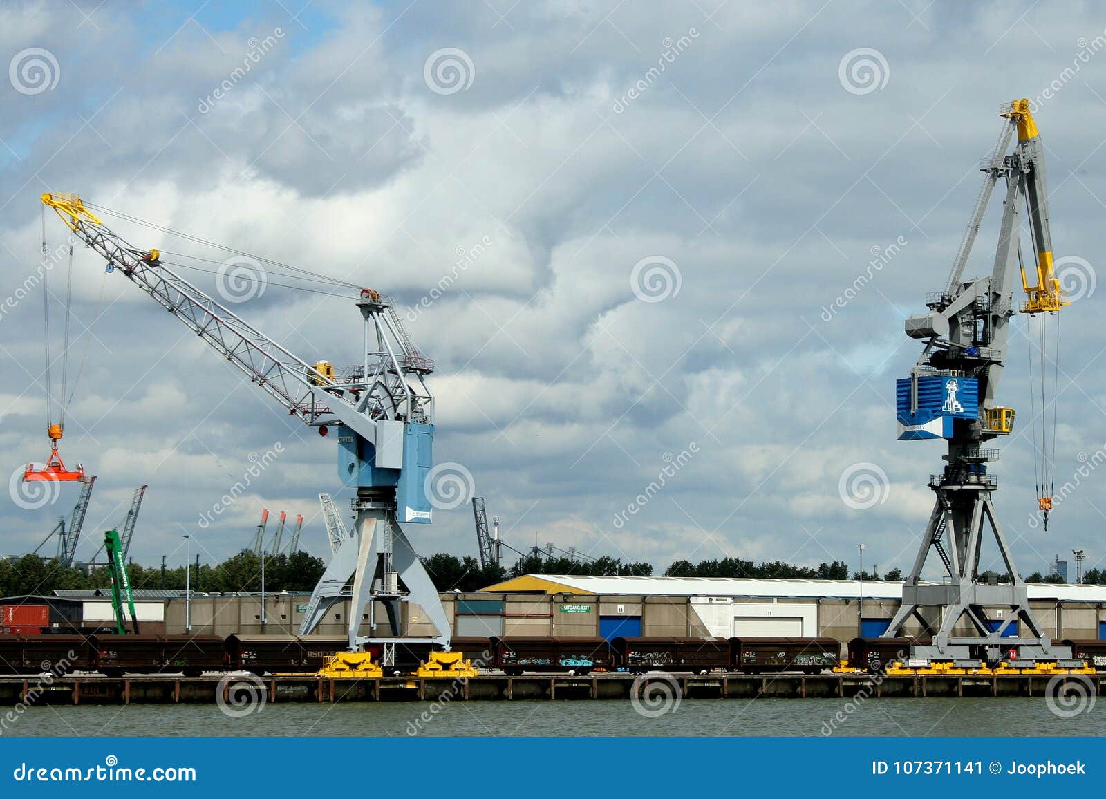 Loading and Unloading in the Port of Rotterdam Stock Image - Image of ...