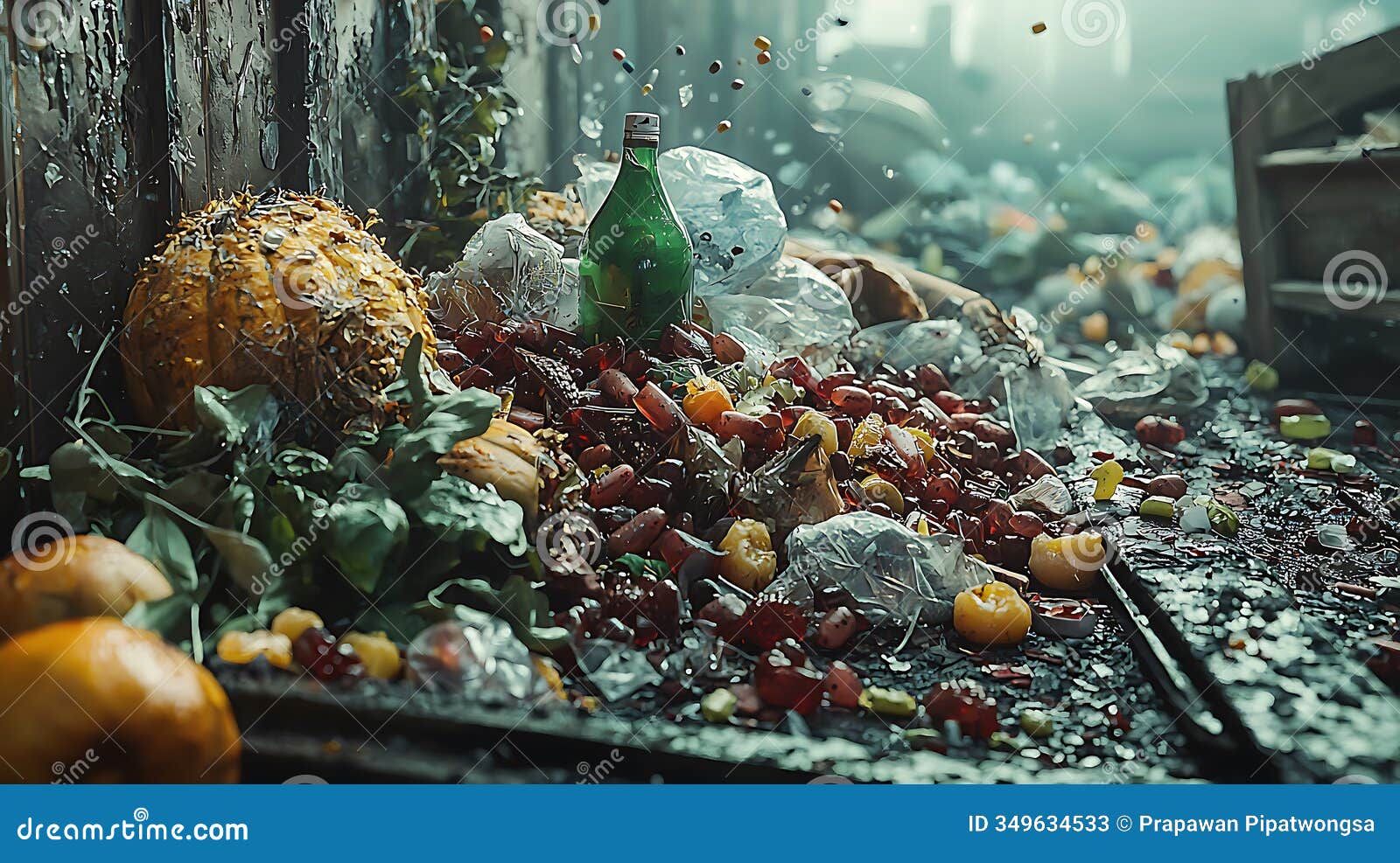 Rotting Fruits and Plastic Waste Create Vivid Scene of Pollution and ...