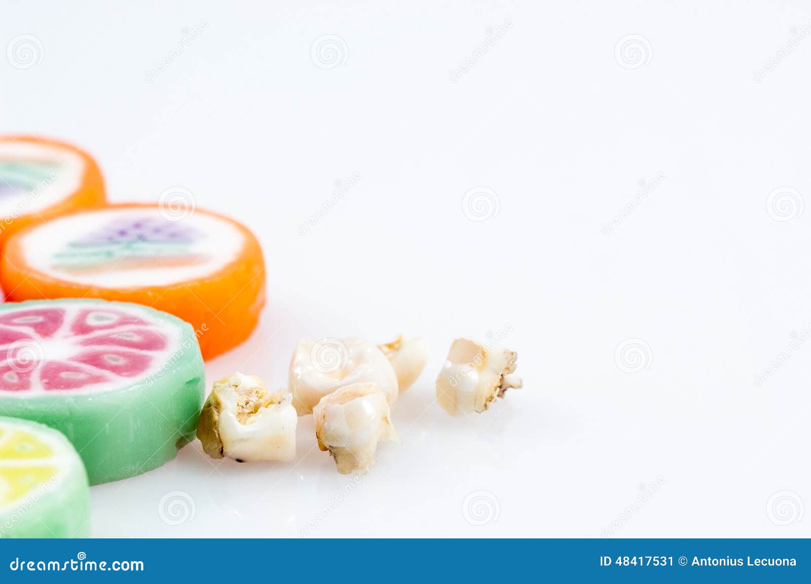 Rotting Milk Teeth with Sweets Stock Image - Image of copy, extracted ...