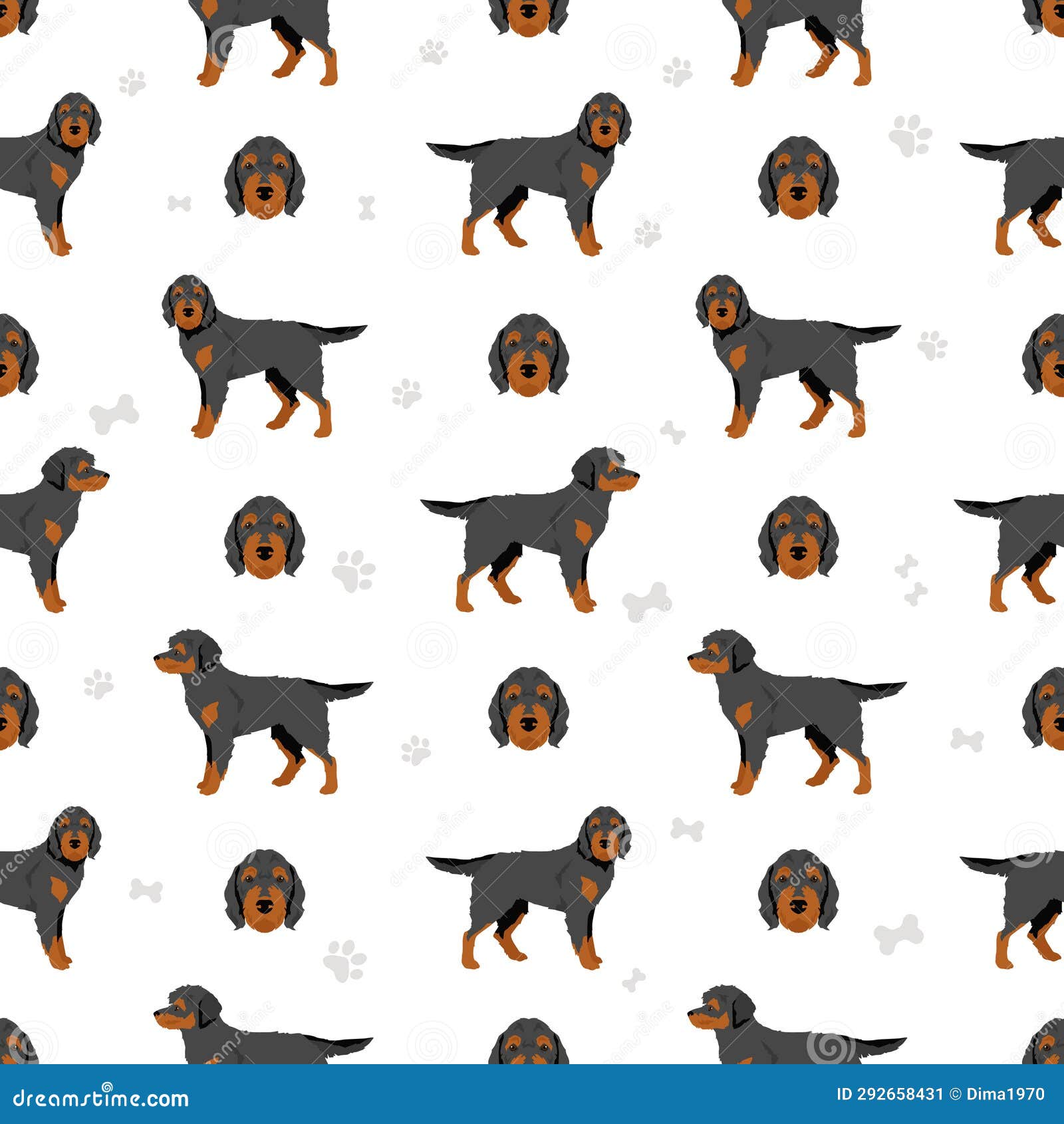 Rottle Seamless Pattern. Rottweiler Poodle Mix Stock Vector ...