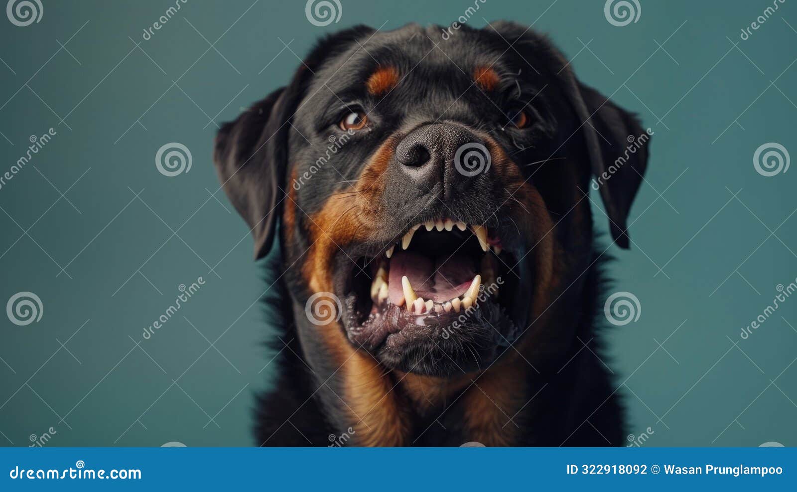 Rottweiler, Angry Dog Baring Its Teeth, Studio Lighting Pastel ...