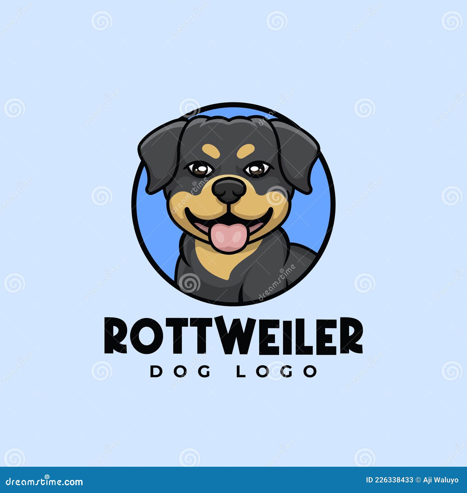 Rottweiler Cartoon Character Mascot Logo Stock Vector - Illustration of ...