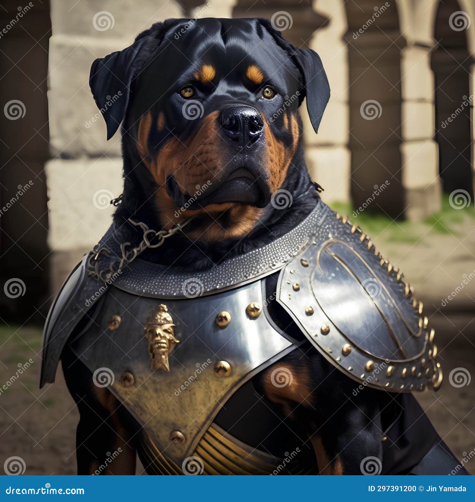 Rottweiler Dog in Medieval Armor. Portrait of a Rottweiler Stock ...