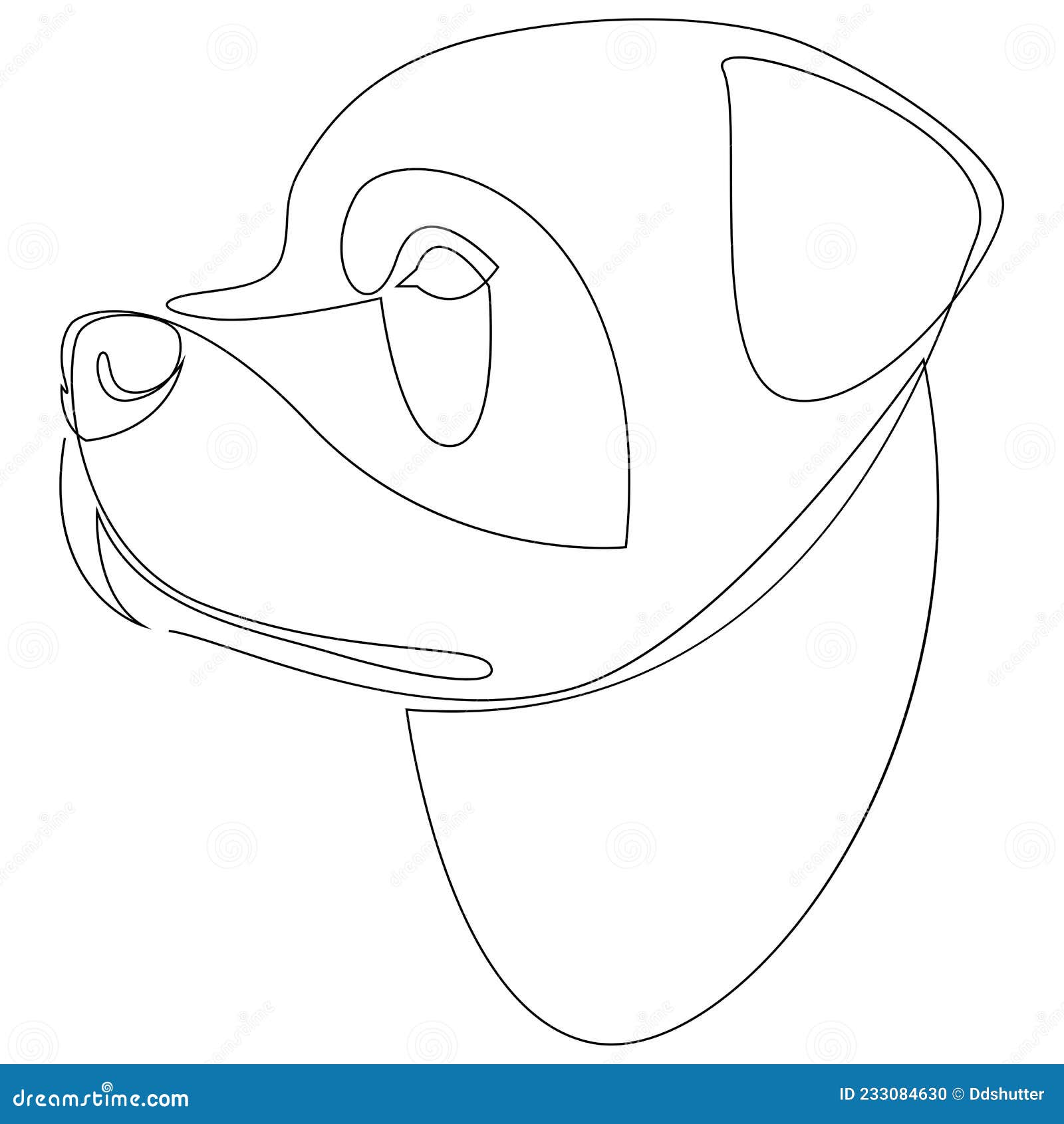 Rottweiler Dog Portrait. Continuous Line. Dog Line Drawing. Vector ...