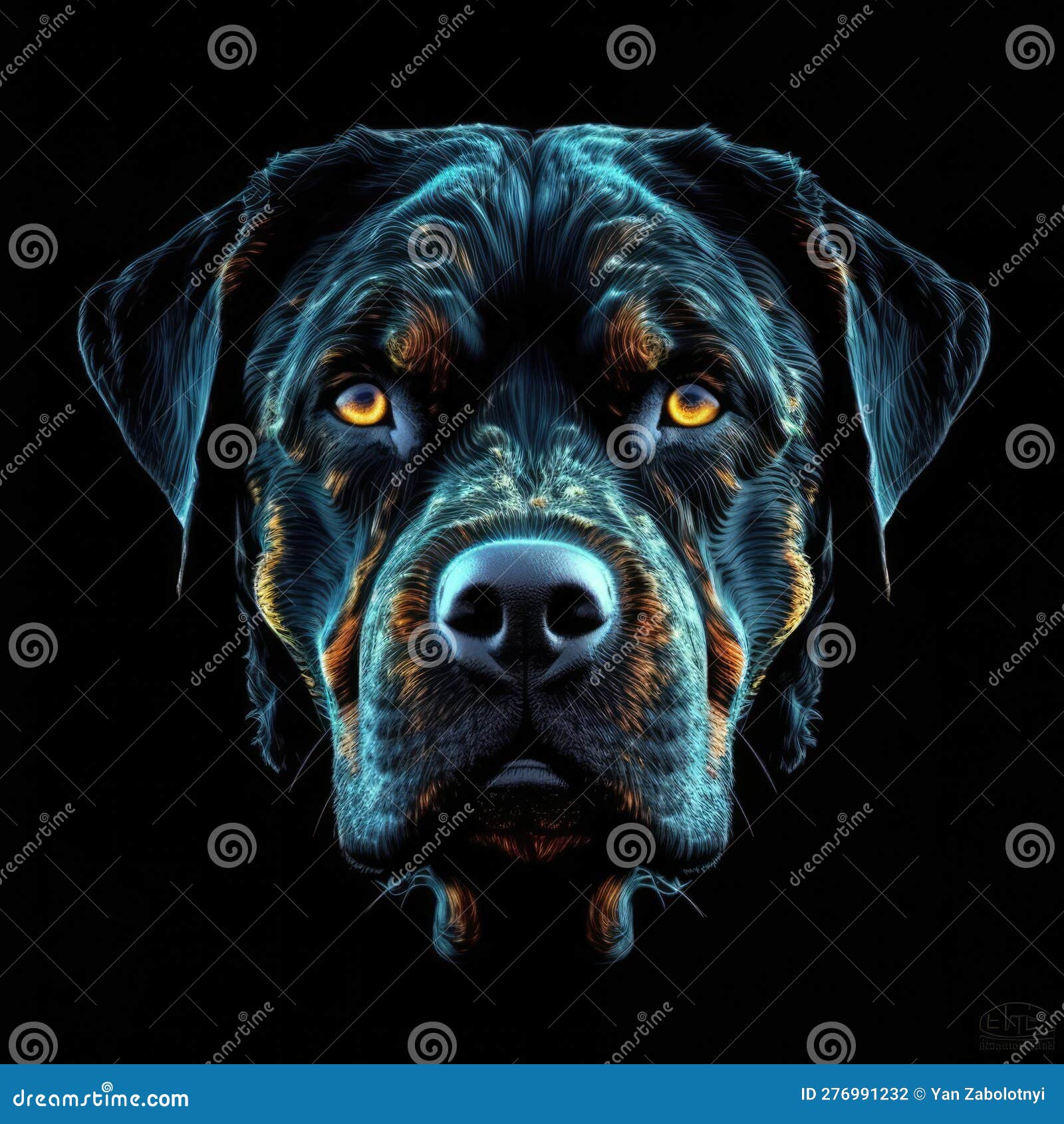 Rottweiler Face Shape in Fire on Black Background. Generative AI Stock ...