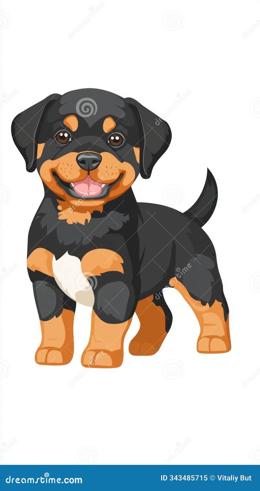 Confident Rottweiler Characteristic Markings Stands Proudly Minimalist ...
