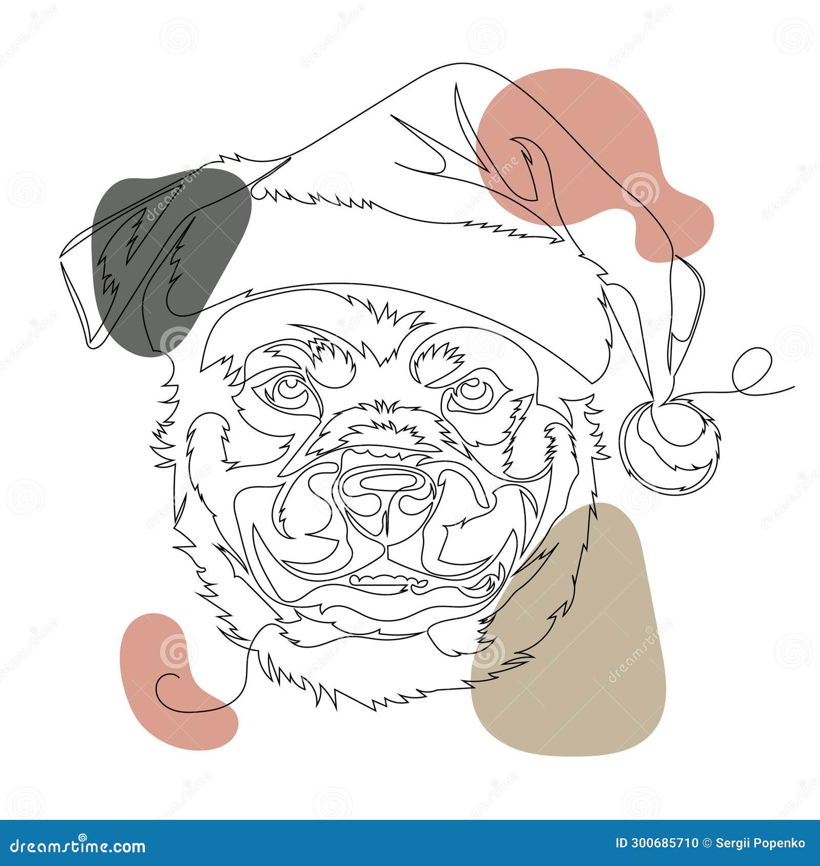 Rottweiler Head, Vector Portrait with One Continuous Line Stock ...