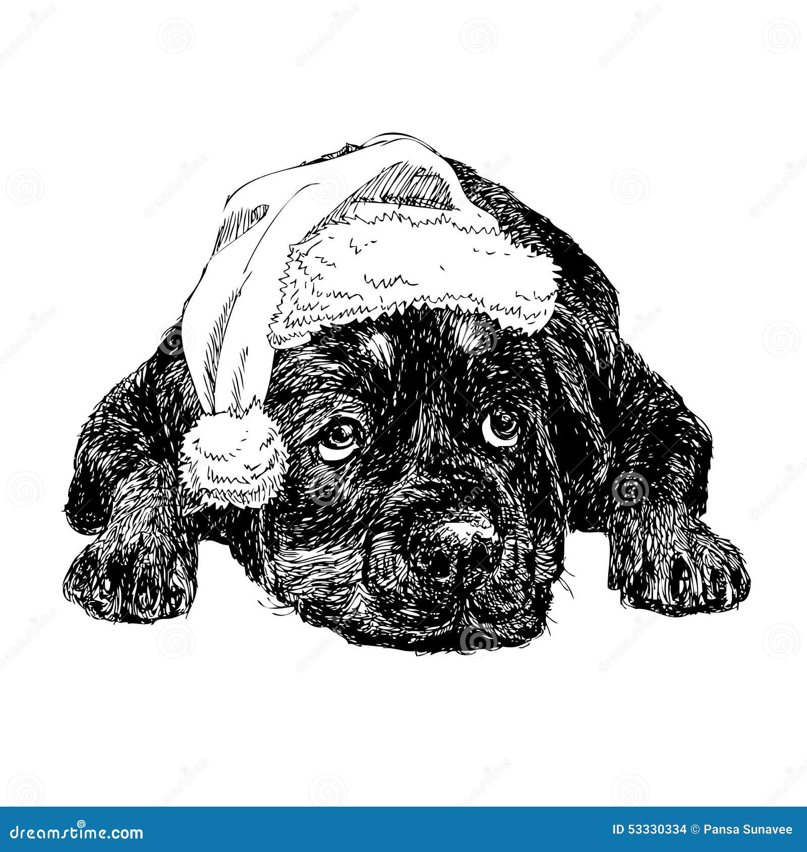 Rottweiler with Santa Claus Hat Stock Vector - Illustration of doggy ...