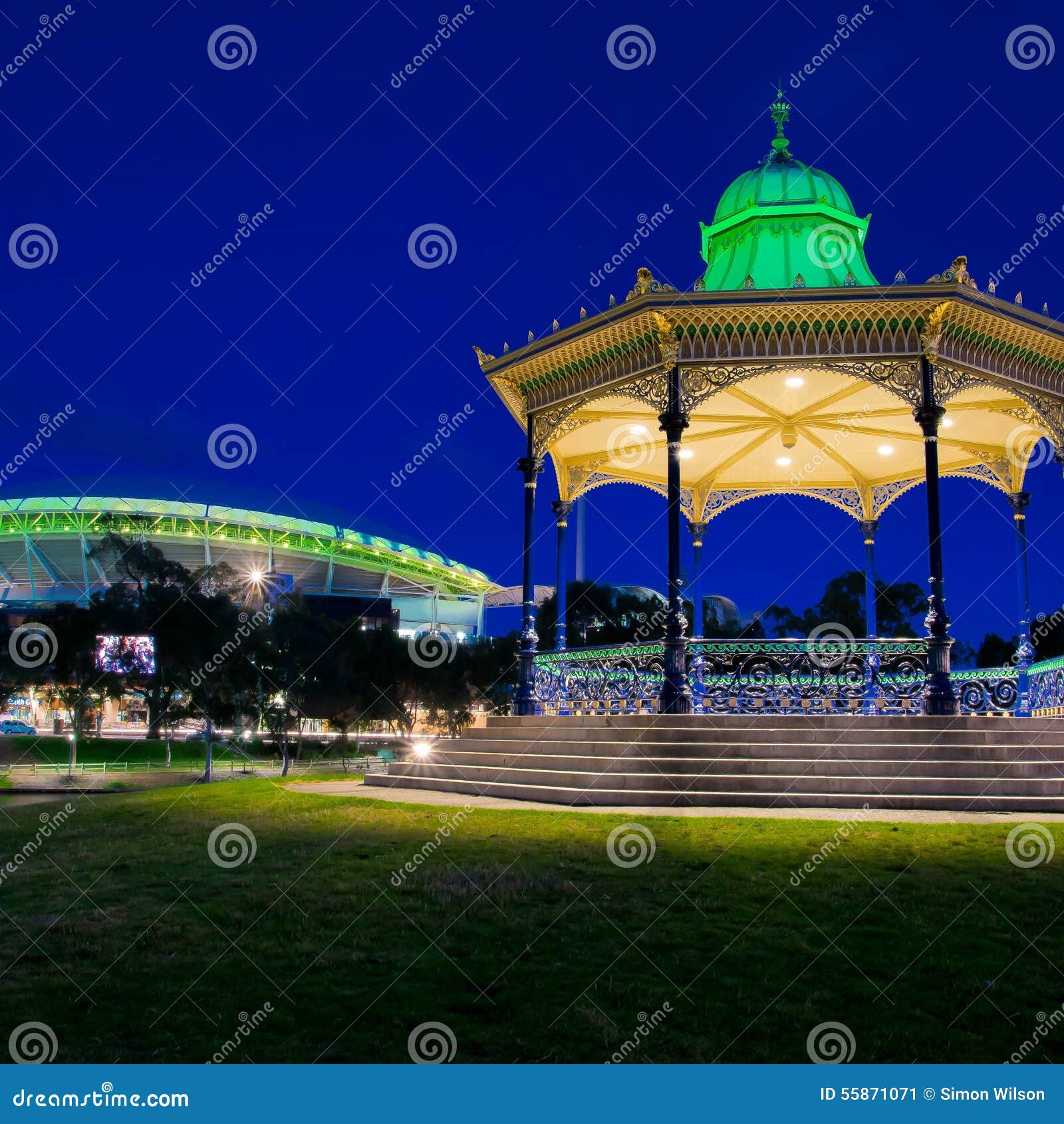 Elder Park Rotunda and Adelaide Oval Stock Image - Image of park ...