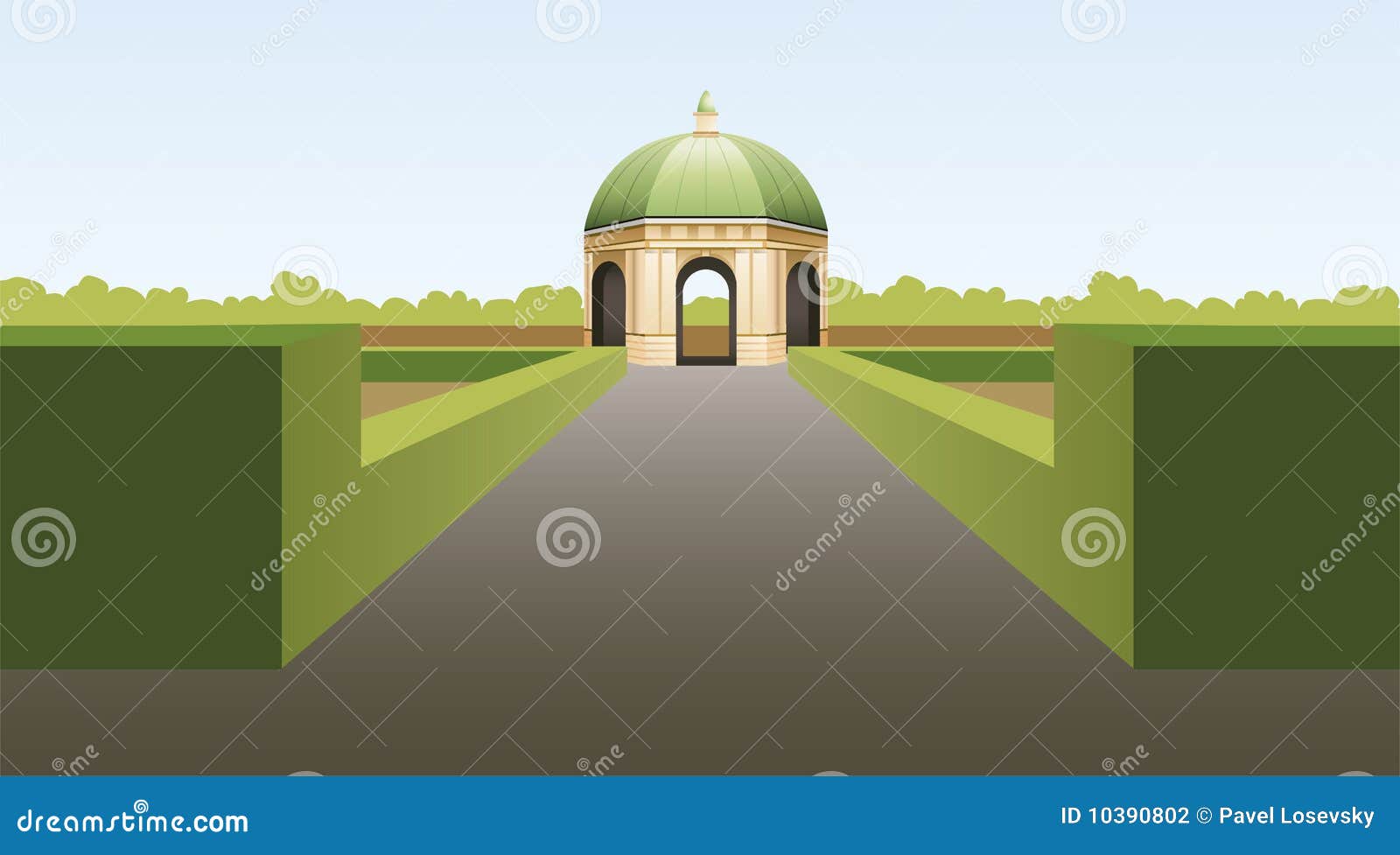 Rotunda With A Green Roof. Architecture. Exterior. 3D Rendering Royalty ...