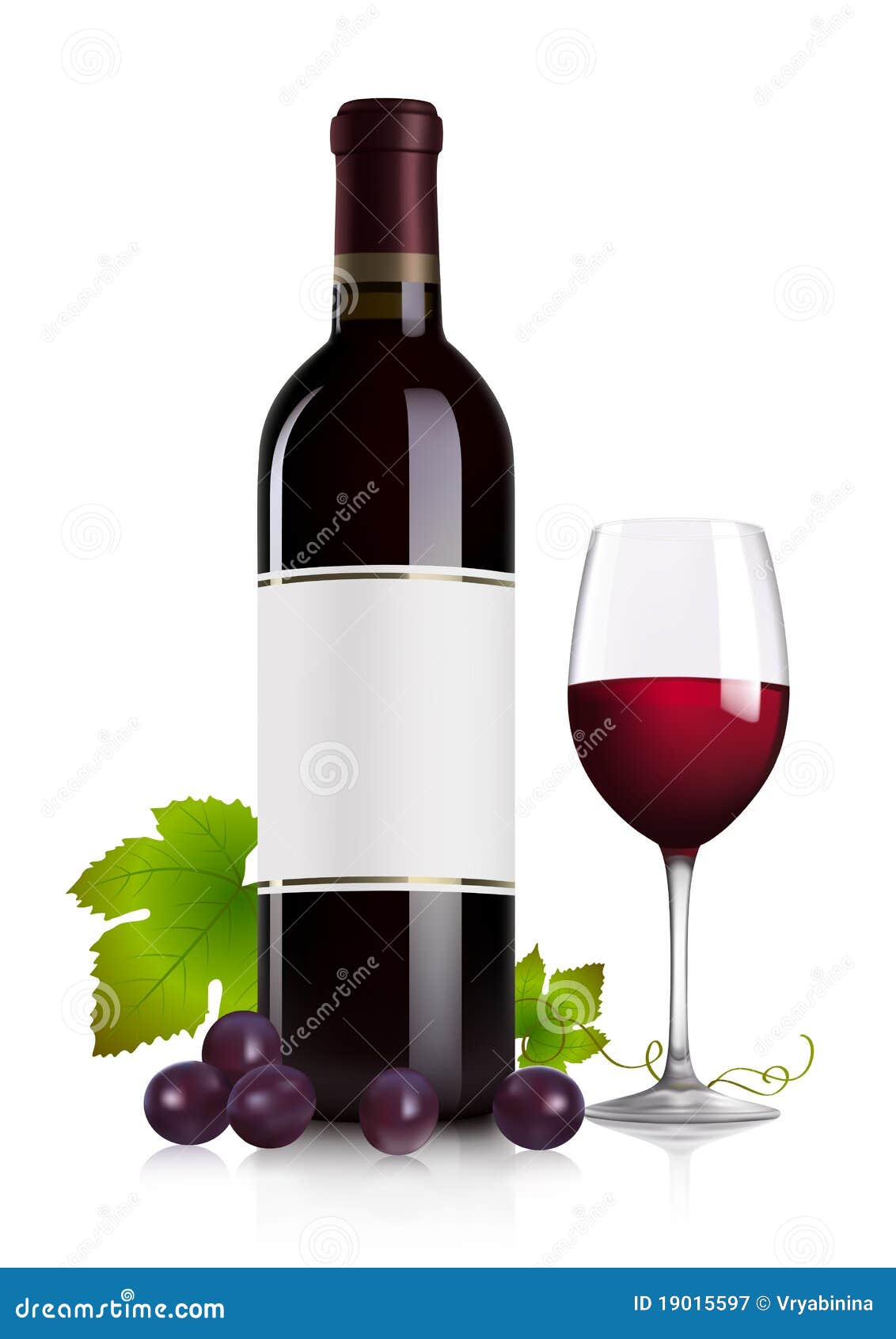 Rotwein vektor abbildung. Illustration von flasche, weinglas - 19015597