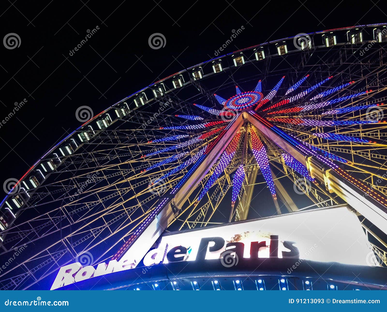 Roue de Paris editorial stock photo. Image of atnight - 91213093