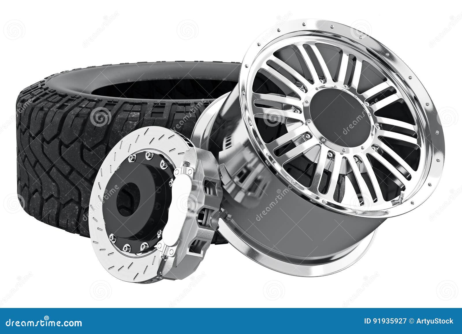 Roue De Voiture Avec Le Frein De Jante Illustration Stock ...