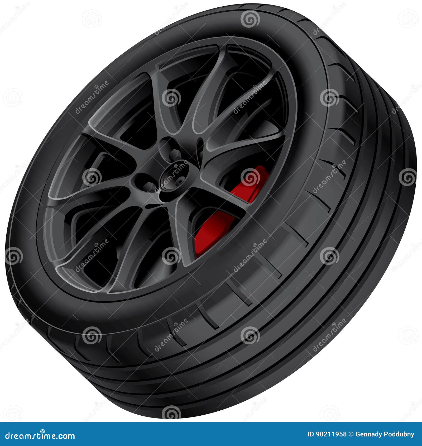 Roue noire d'alliage illustration de vecteur. Illustration du image ...
