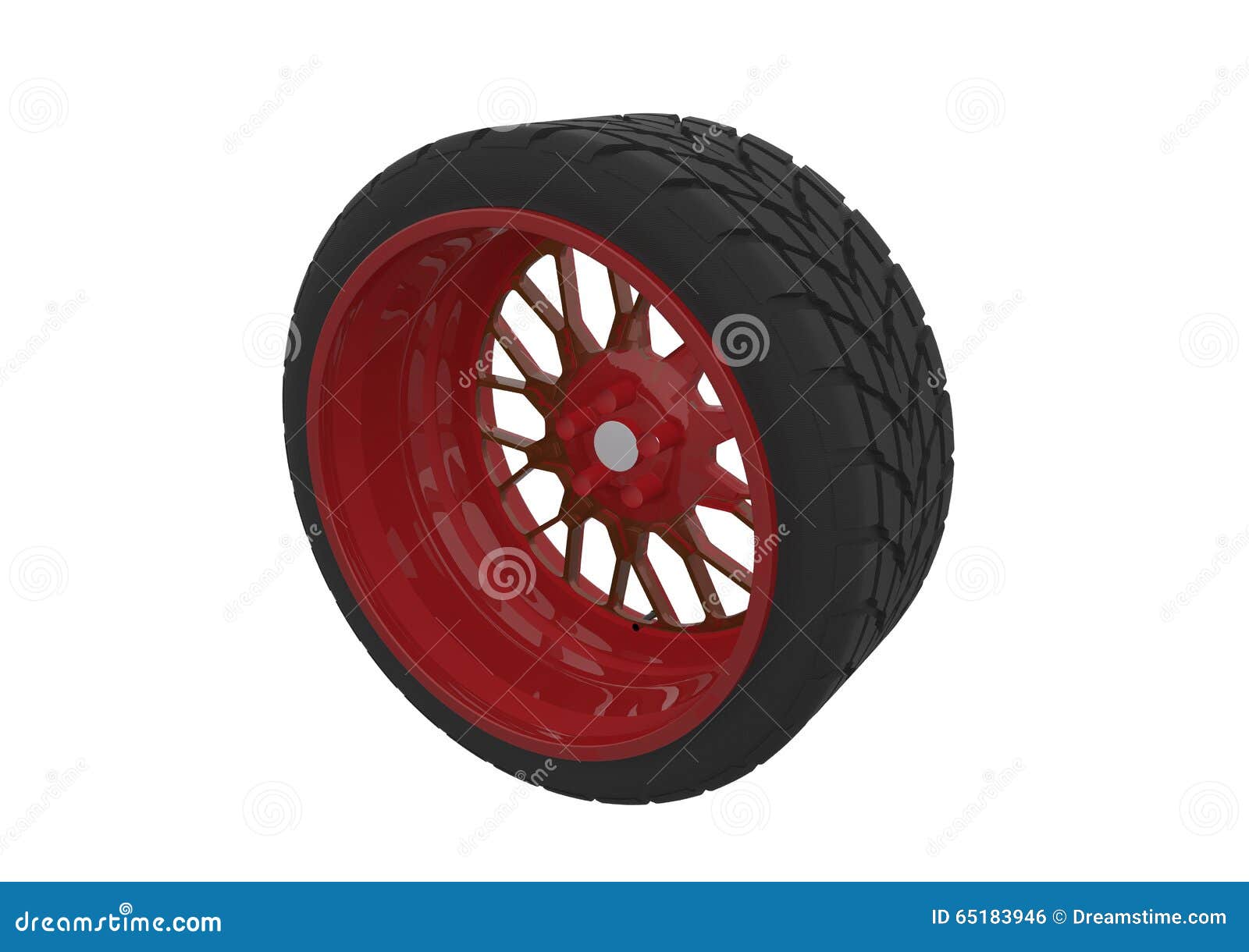 Roue rouge d'isolement illustration stock. Illustration du roue - 65183946