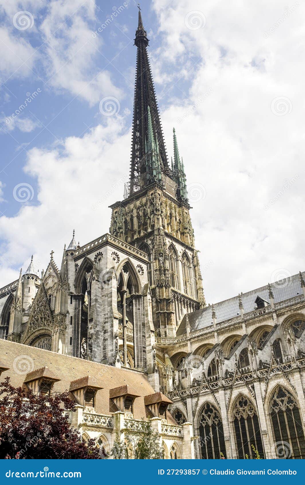 Rouen - Cathedral exterior stock image. Image of cloud - 27293857