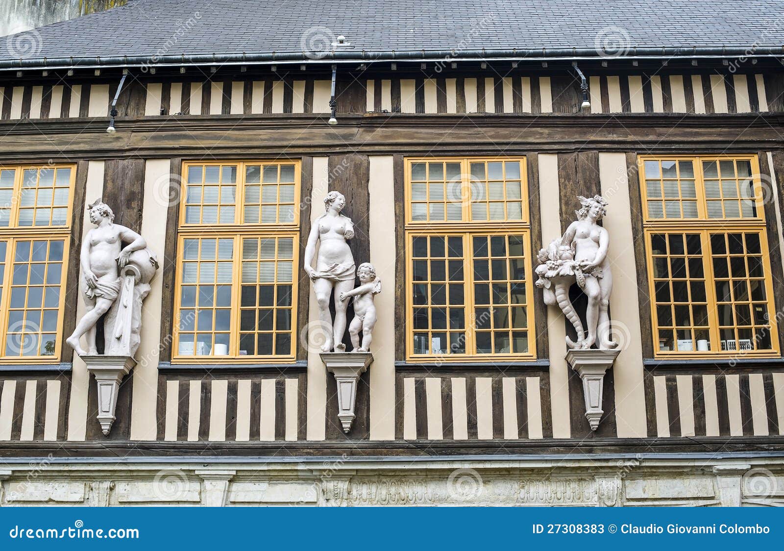 Rouen - Exterior of Ancient House Stock Image - Image of rouen, house ...