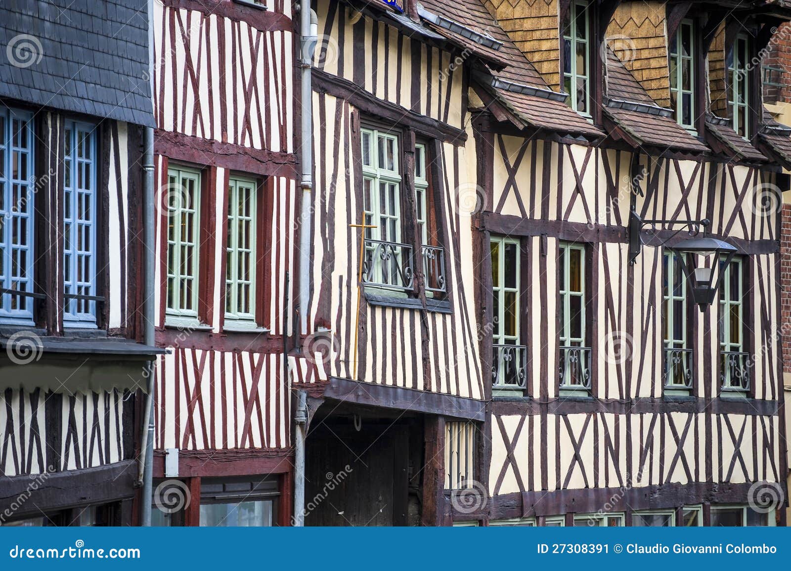 Rouen - Exterior of Ancient Houses Stock Image - Image of wood ...