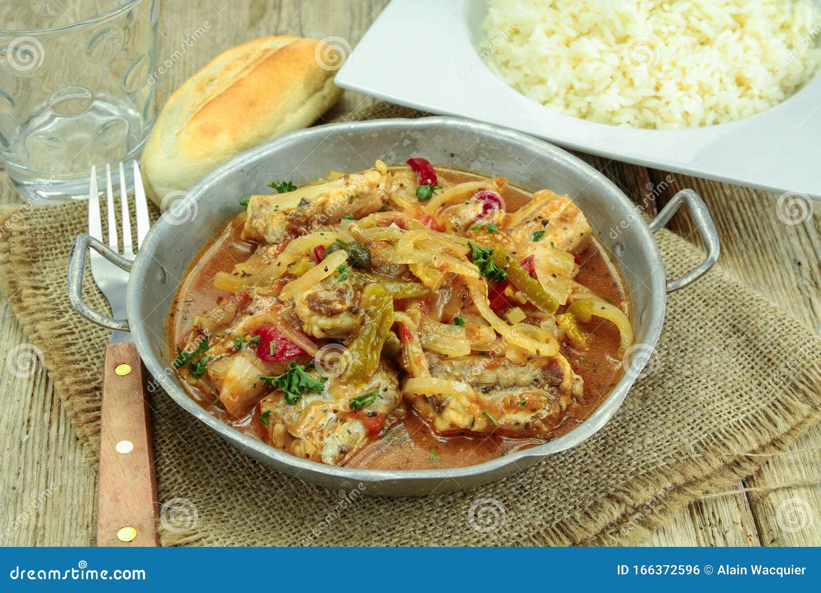 Rougail of fish stock photo. Image of onions, creole - 166372596