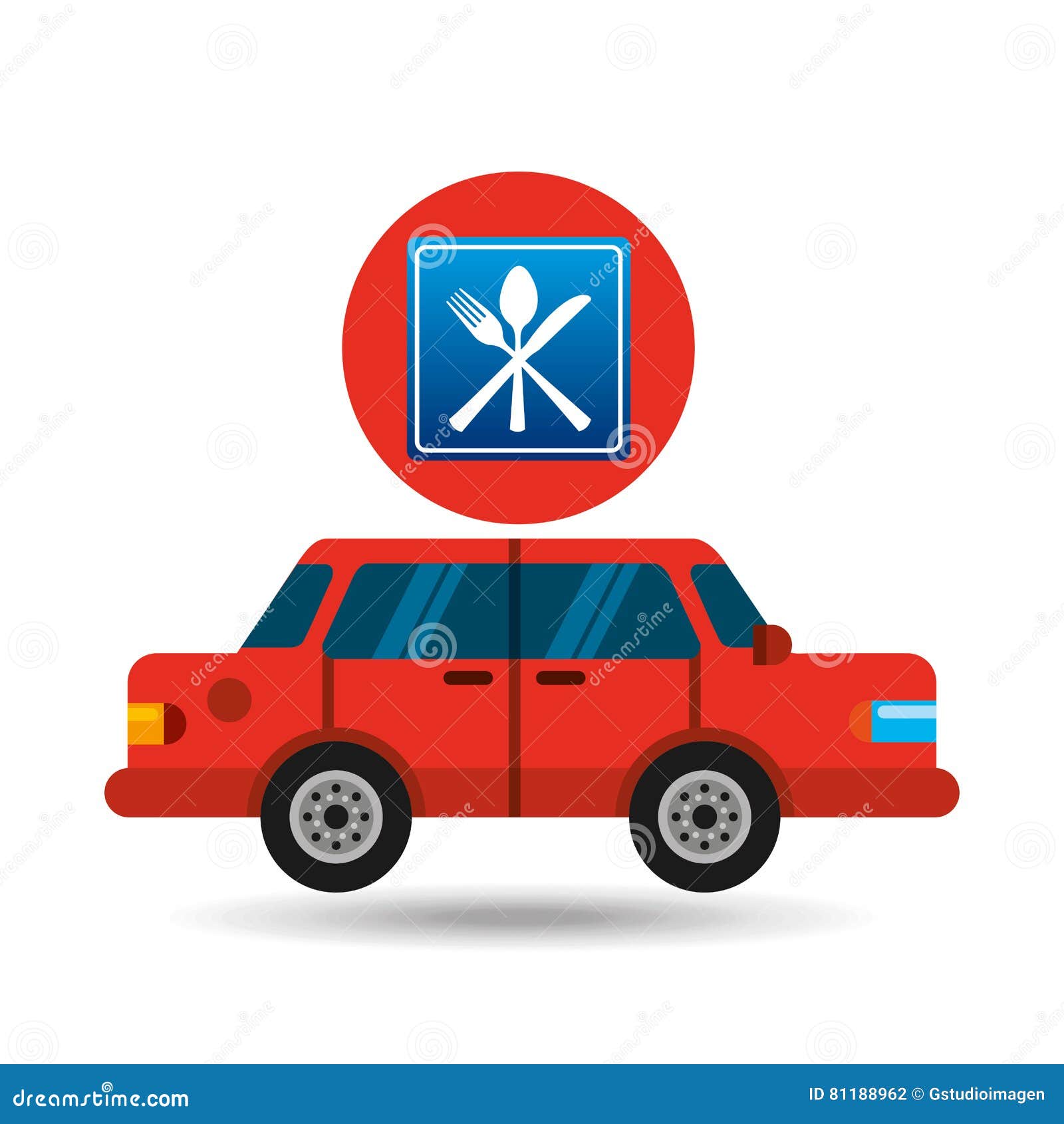 Rouge De Berline De Panneau Routier De Restaurant Illustration de ...