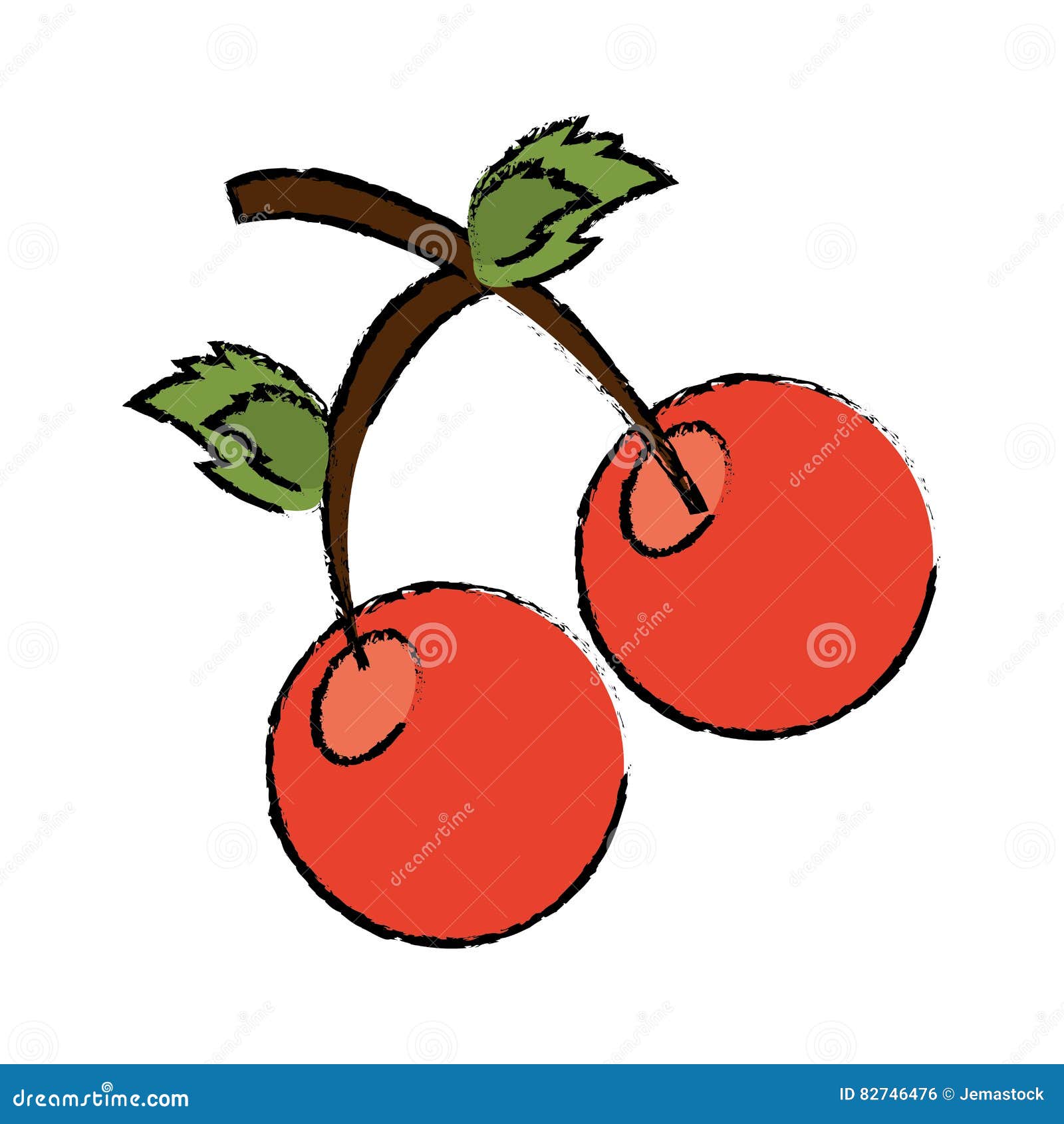 Rouge De Dessin De Fruit De Merise Illustration de Vecteur ...