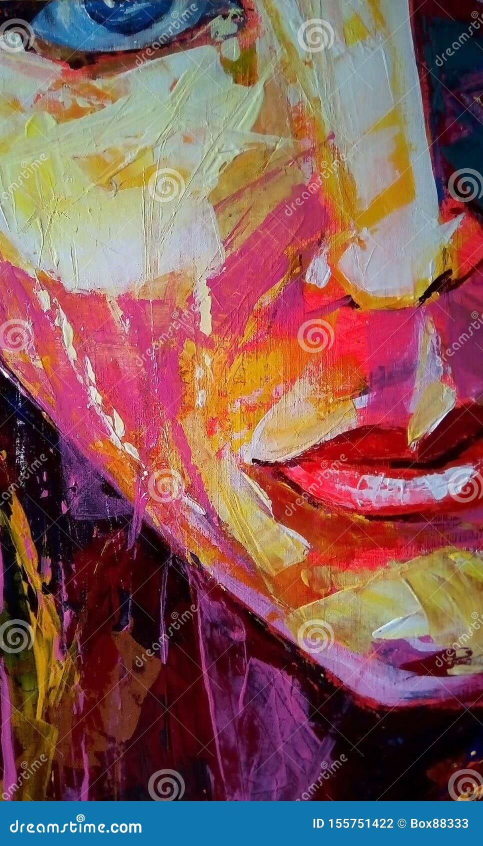 Rough Abstract Image of a Part of a Female Face. Multi-colored ...
