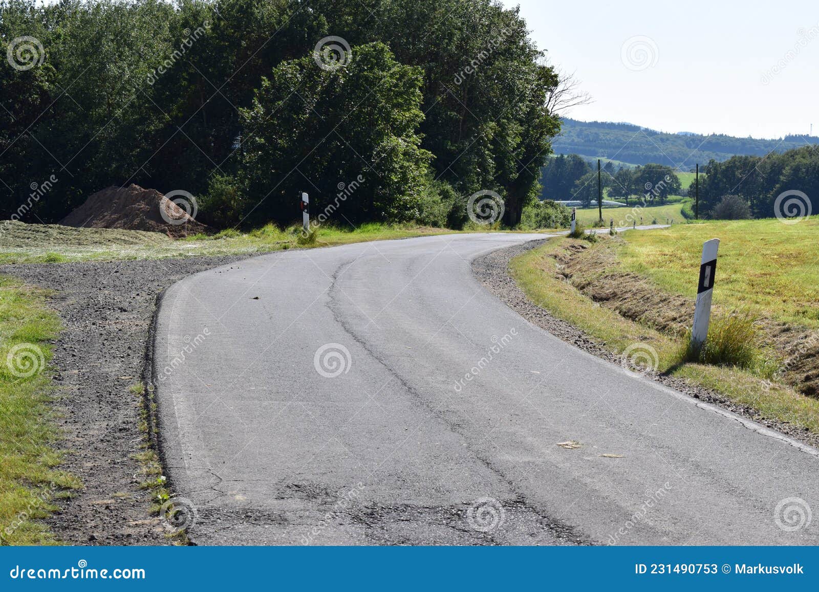 Rough Eifel Road Curve in Summer Stock Image - Image of highway, soil ...