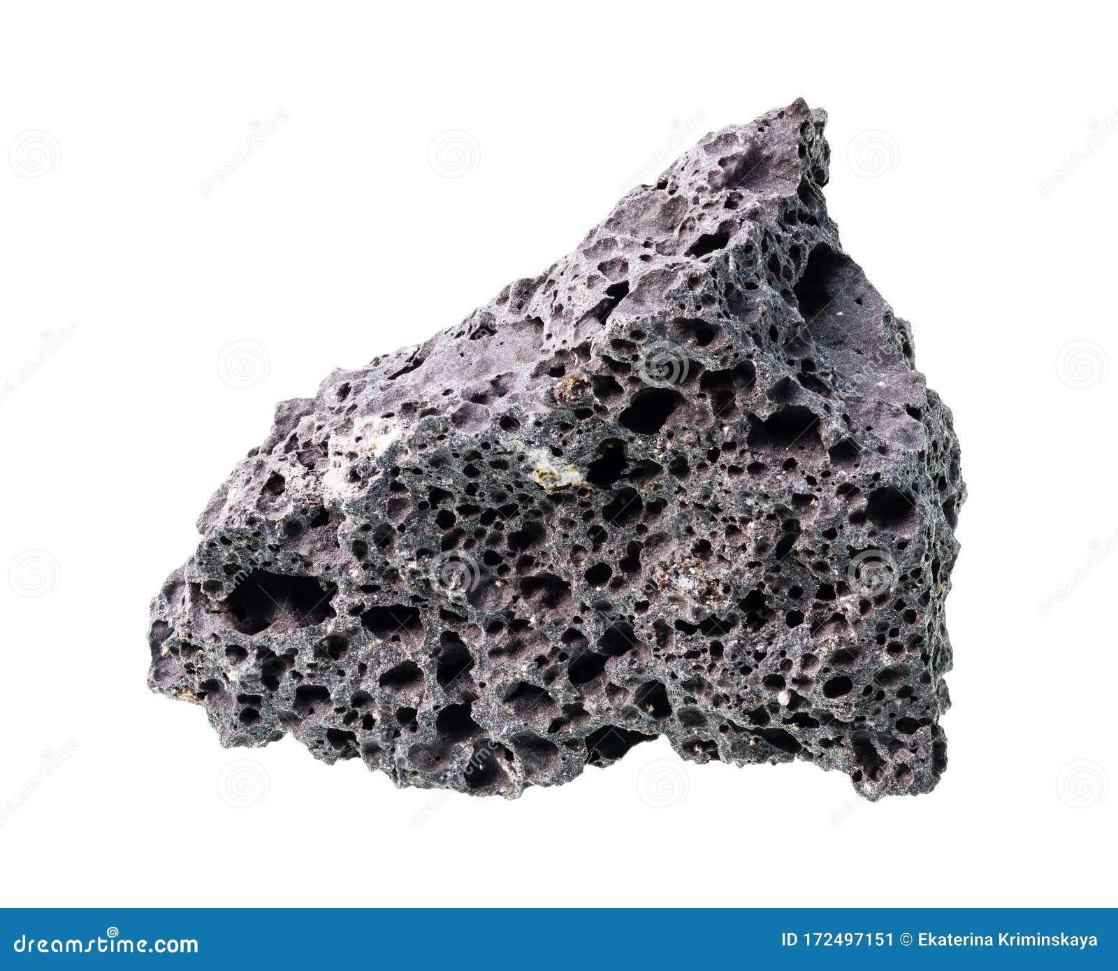Rough Black Pumice Rock Cutout on White Stock Image - Image of ...
