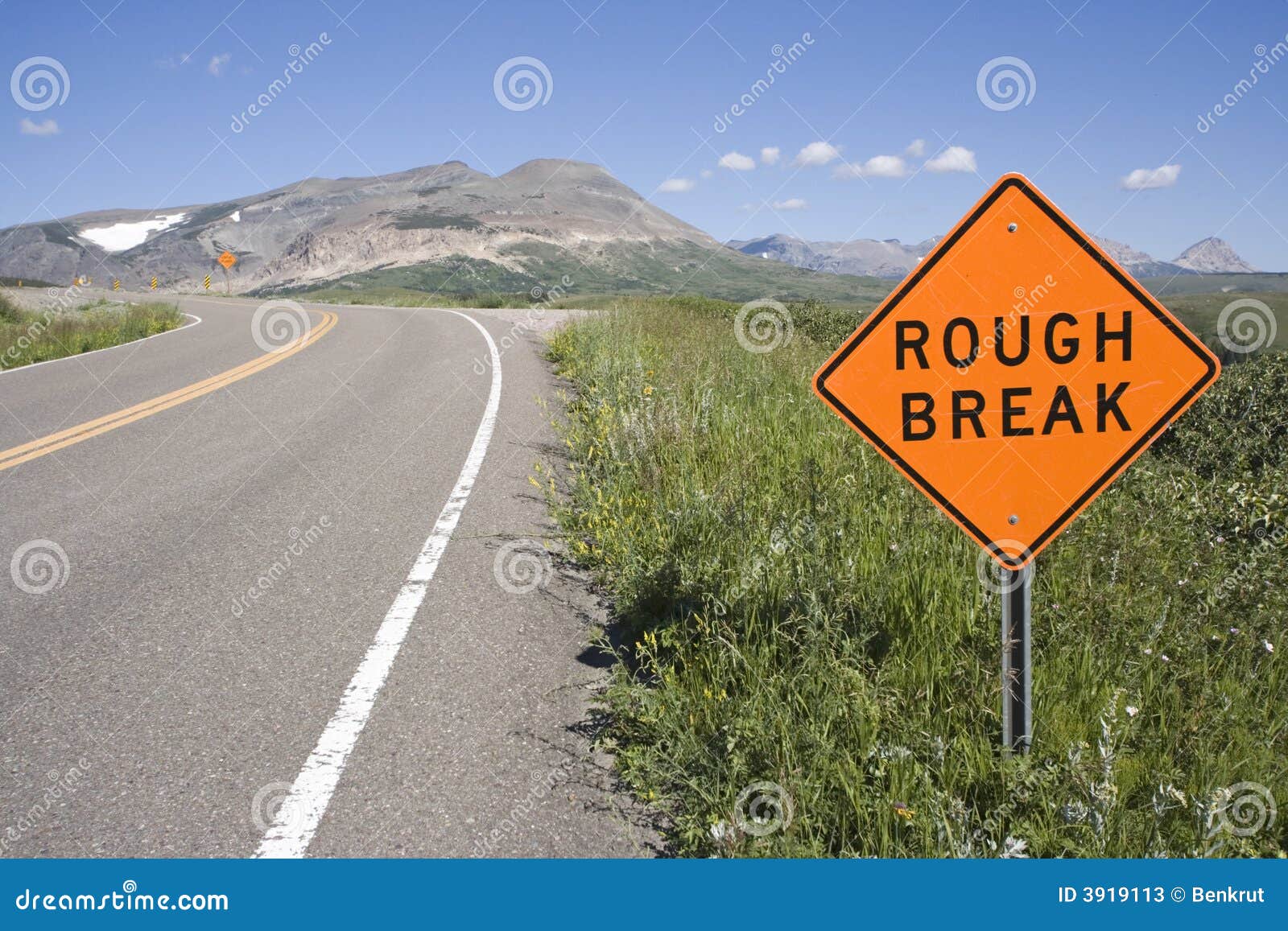 Rough Break sign. stock image. Image of safety, transportation - 3919113