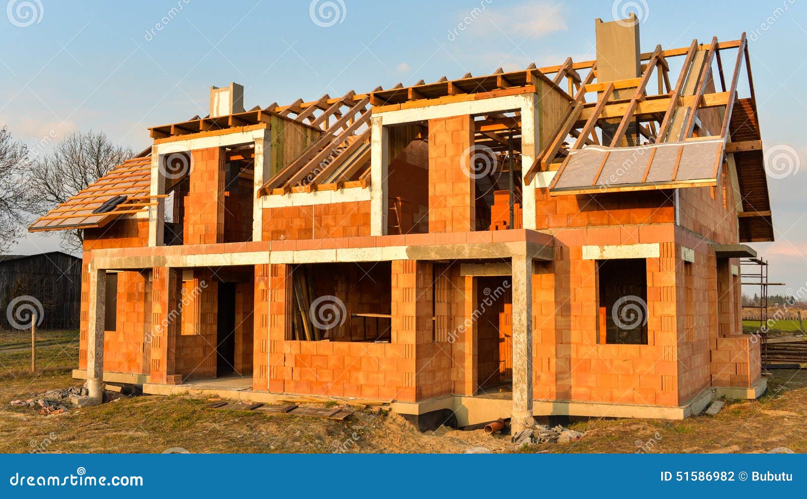 Rough Brick Building House Under Construction Stock Photo - Image: 51586982