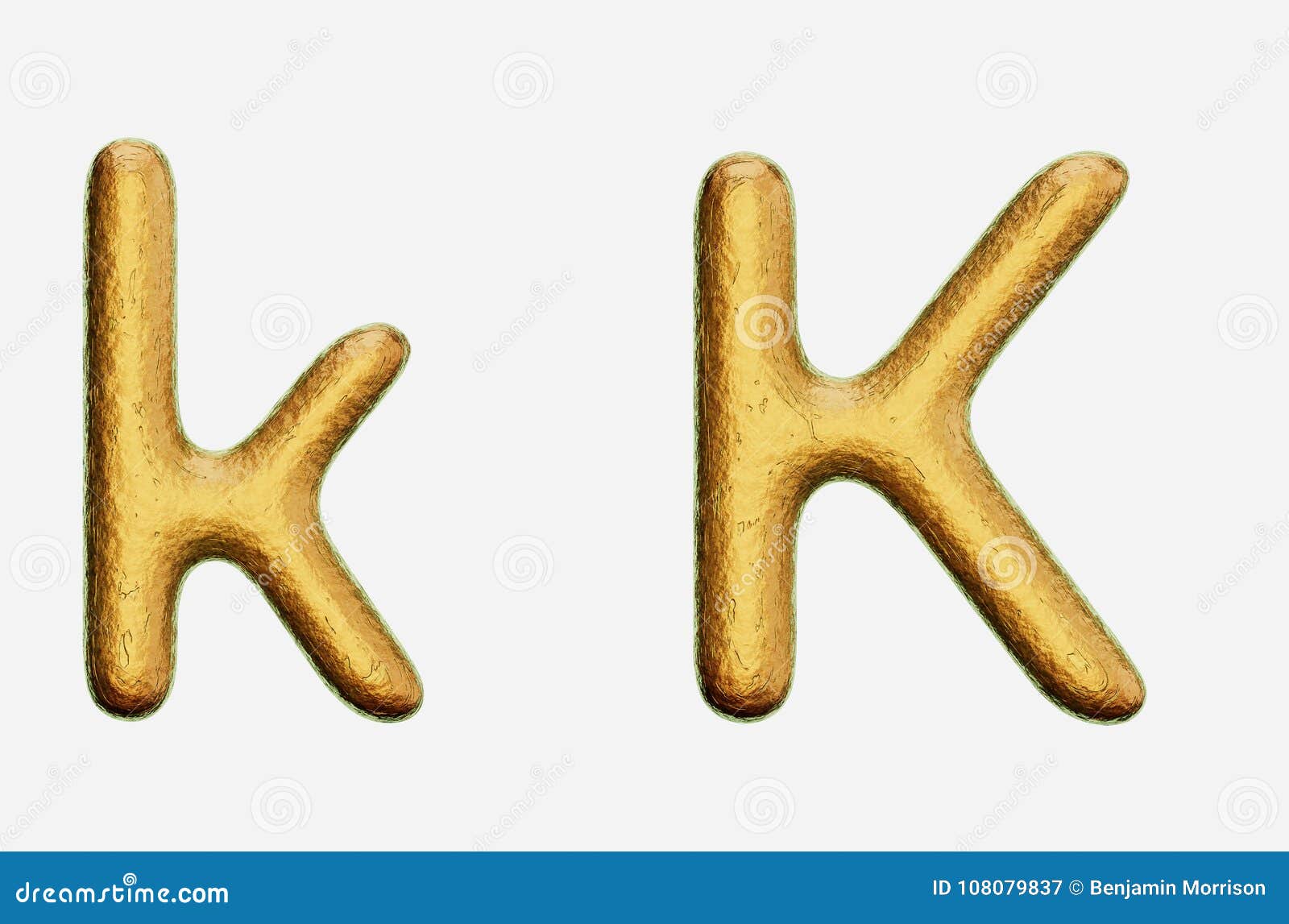 Rough Bronze Uppercase and Lowercase K on a White Background Stock ...