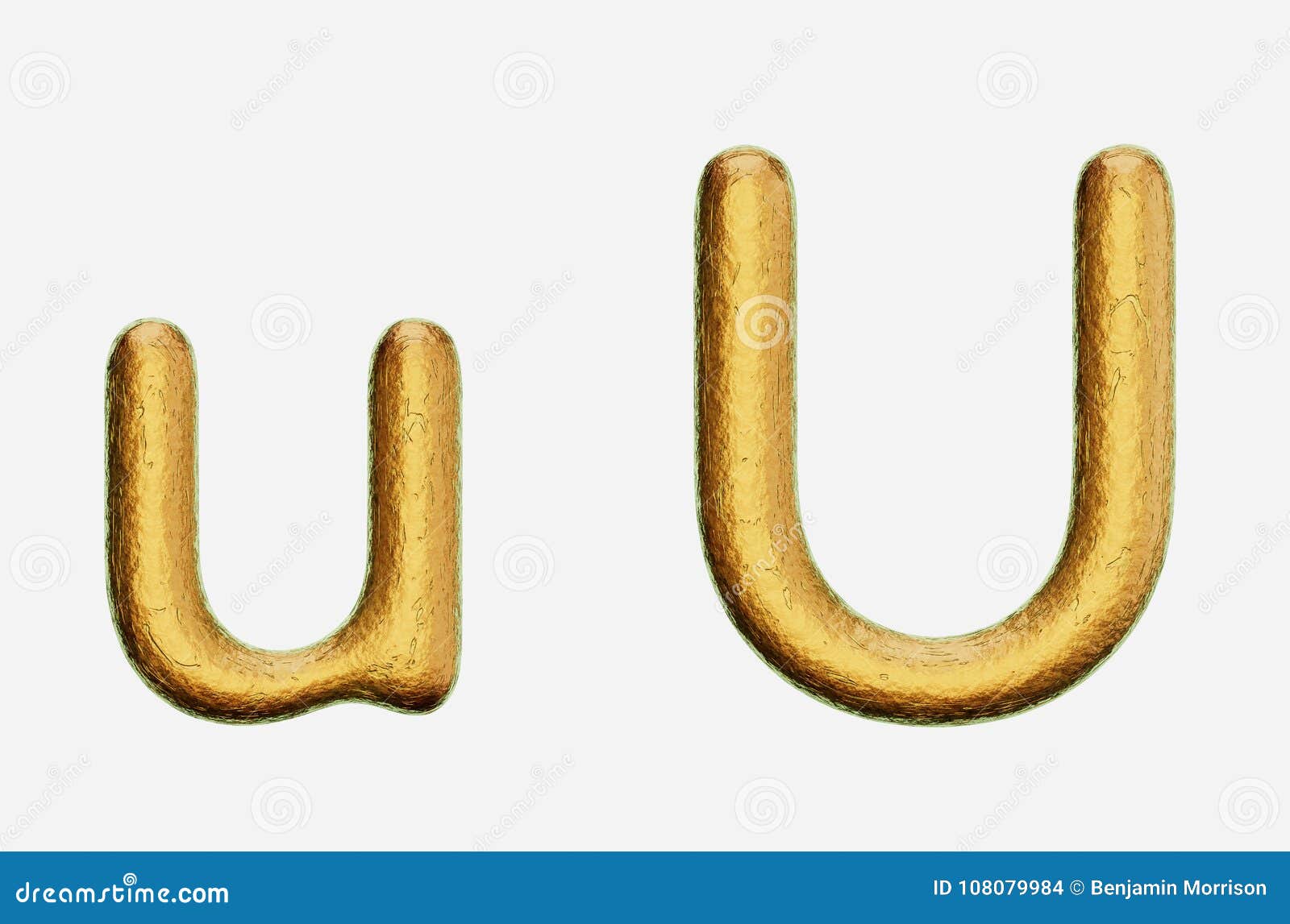 Rough Bronze Uppercase and Lowercase U on a White Background Stock ...