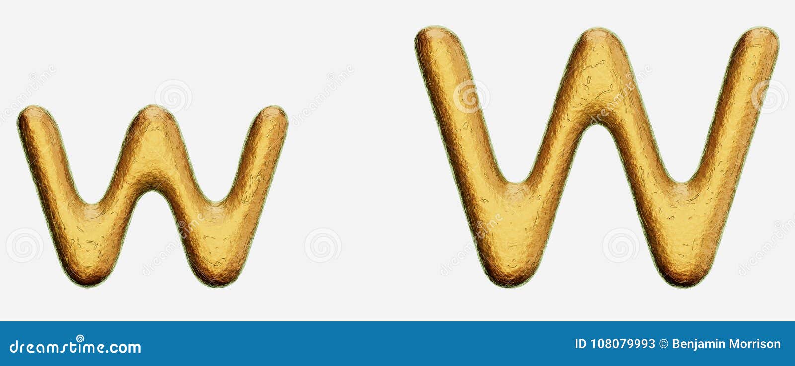 Rough Bronze Uppercase and Lowercase W on a White Background Stock ...