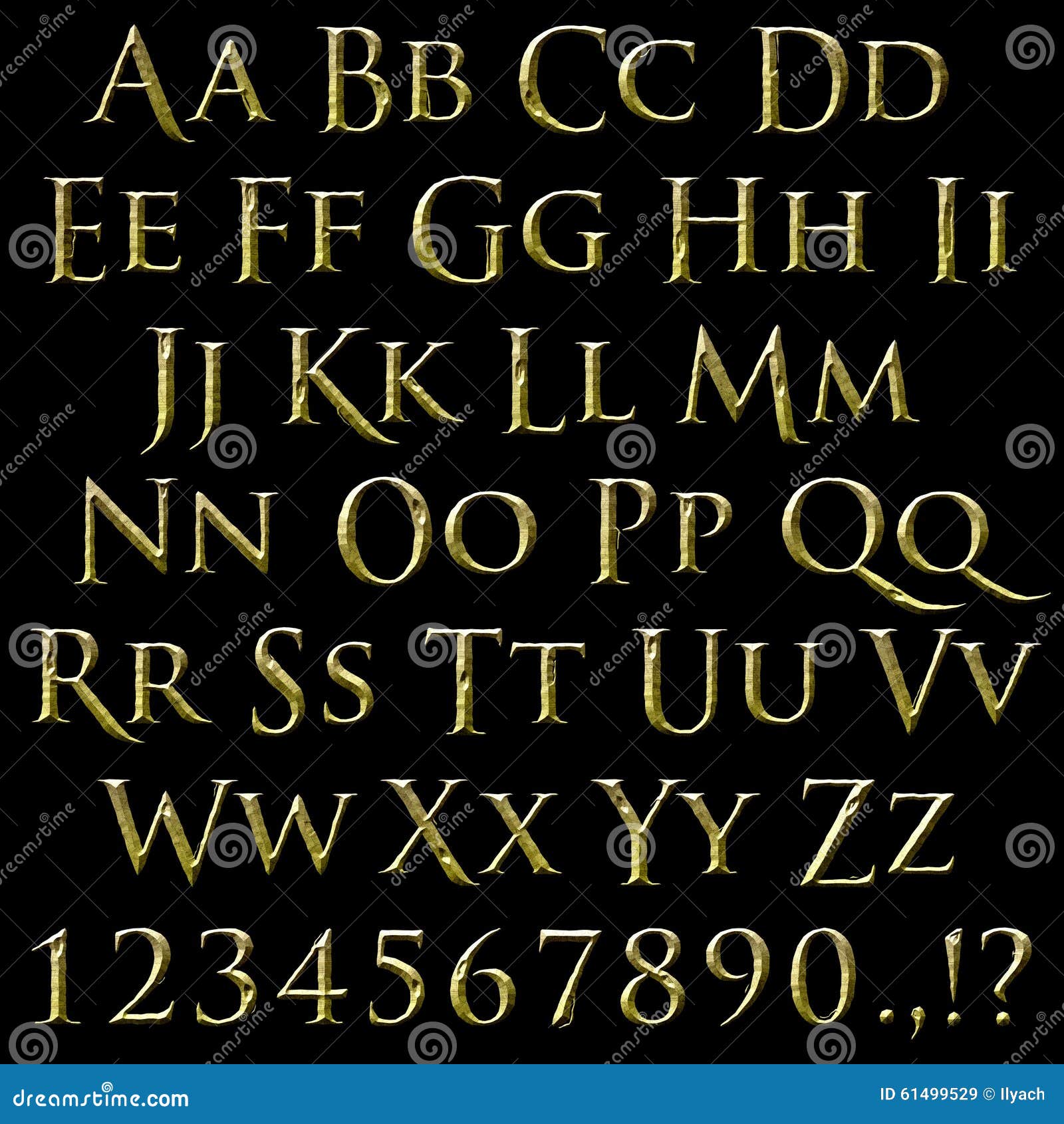 Rough Chisel Stone Font with Brushed Texture Stock Illustration ...