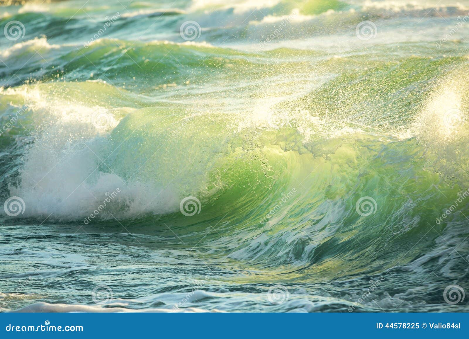 Rough Colored Ocean Wave Breaking Down, Sunrise Shot Stock Image ...