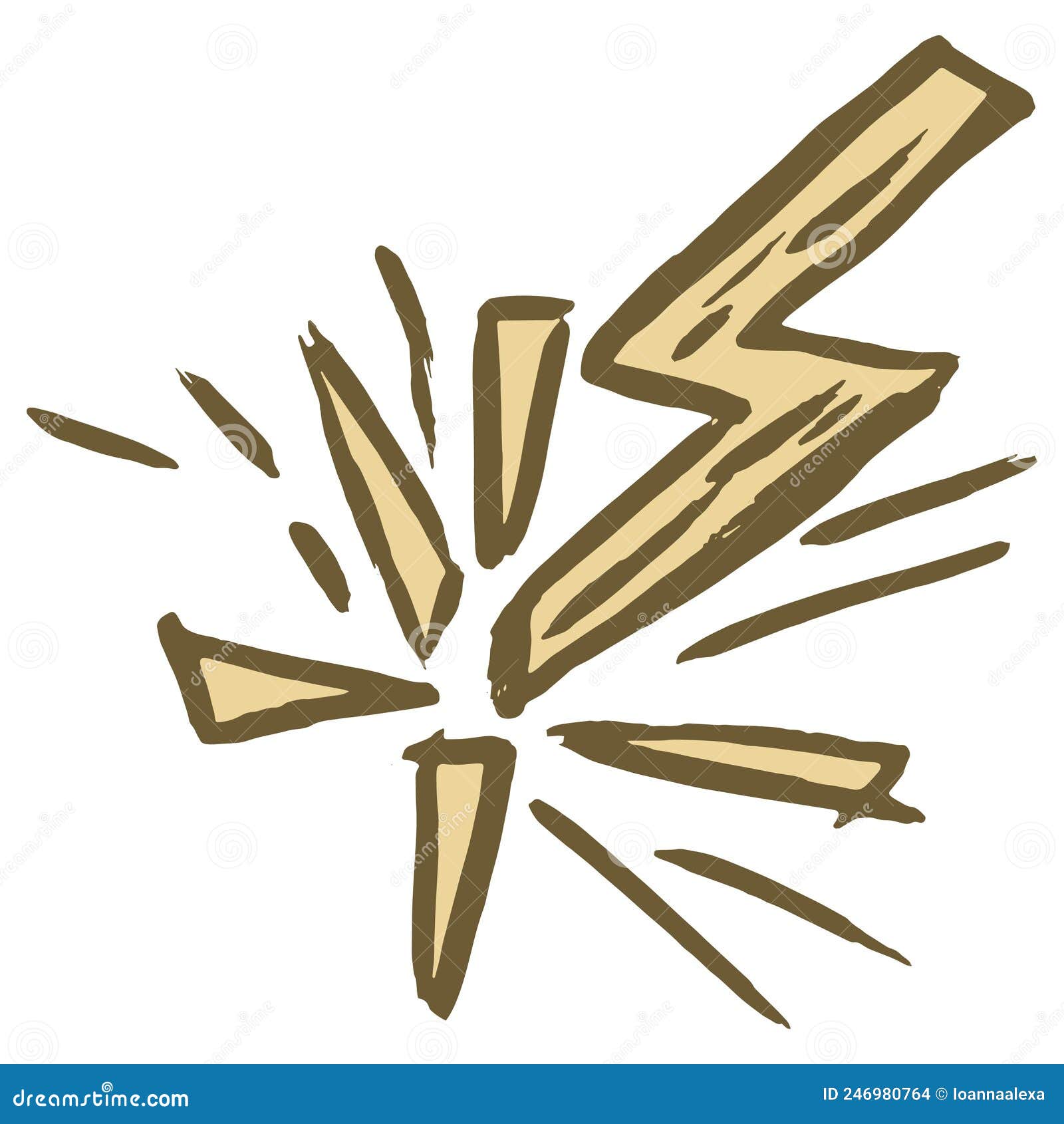 Rough Colored Vector Doodle of the Lightning Shattering into Pieces ...