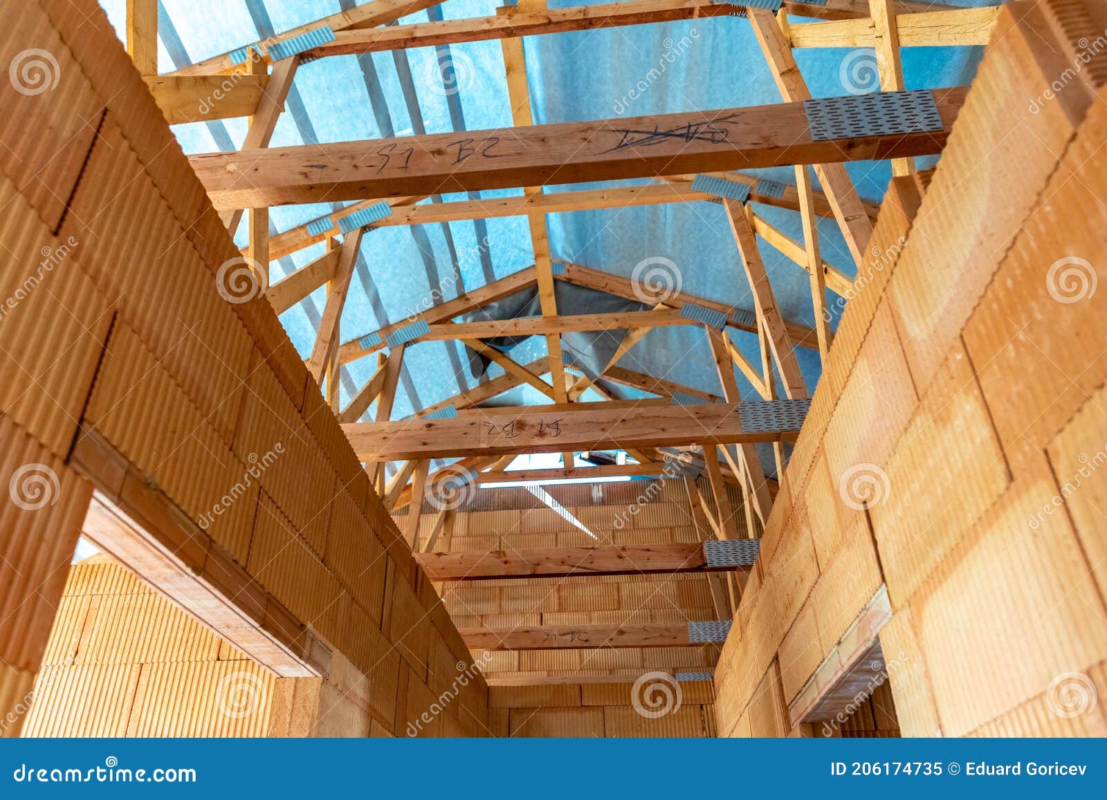Rough Construction of a Brick Family House Stock Image - Image of basic ...