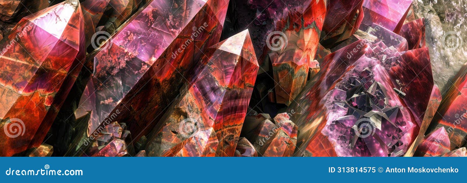 Rough Crystal Surfaces in Deep Red and Green, with a Sharp and Jagged ...