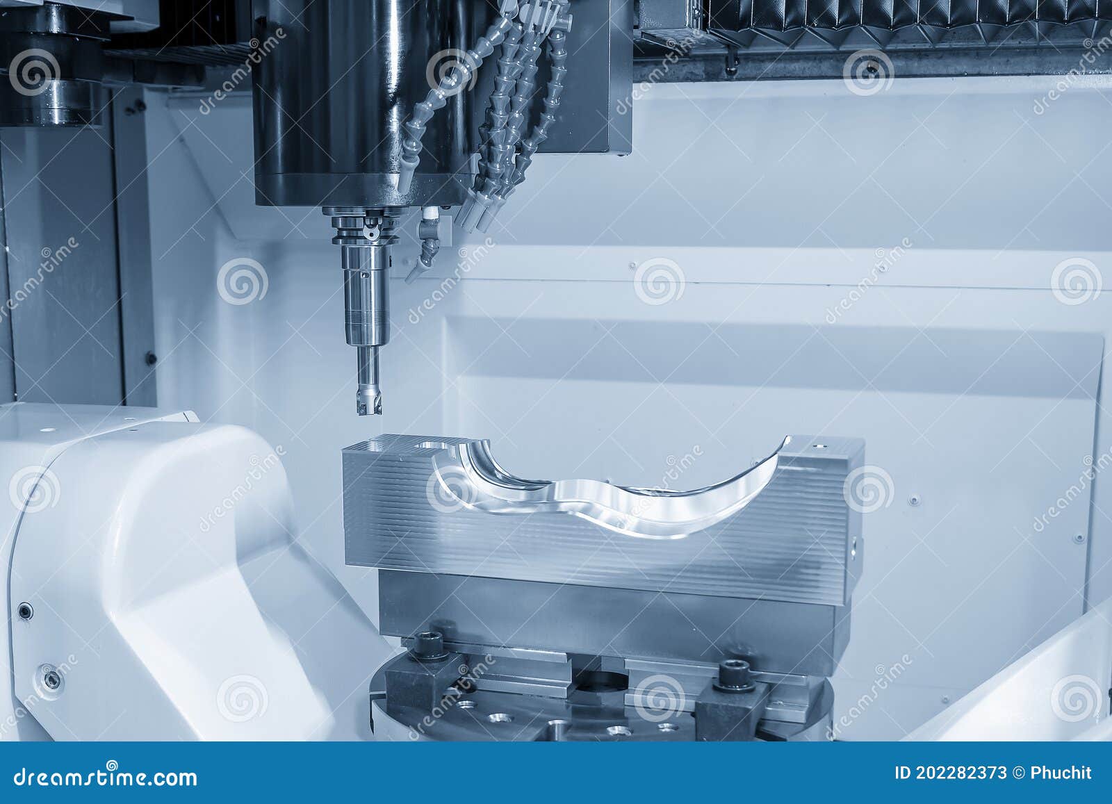 The Rough Cutting Process Concept by CNC Milling Machine . Stock Image ...