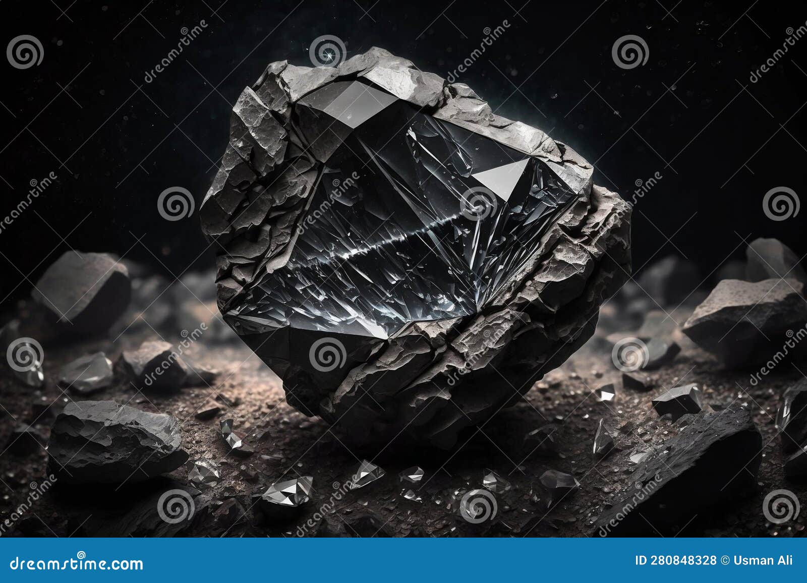 Rough Diamond Cut in a Coal Mine. AI Stock Illustration - Illustration ...