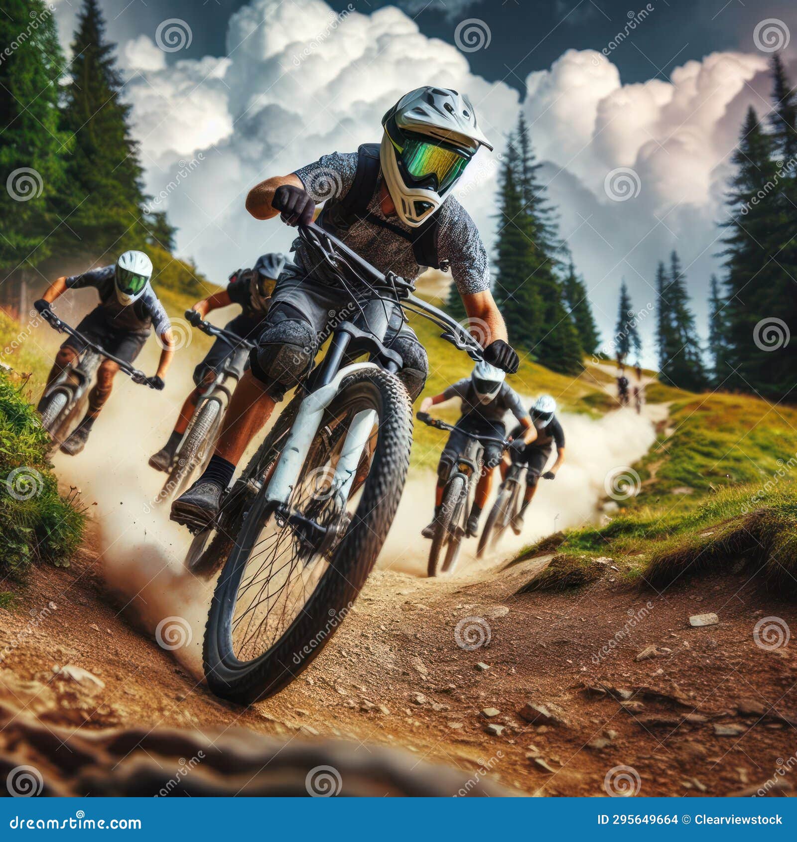 Rough Downhill Mountain Bike Racing Stock Illustration - Illustration ...