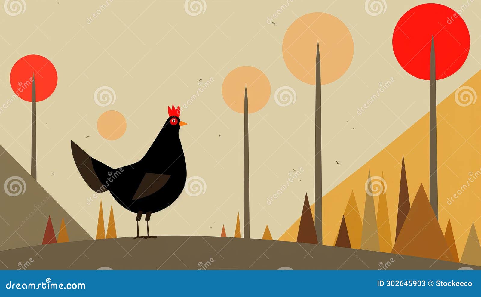 Rough-edged 2d Animation of a Black Chicken in a Forest Stock ...